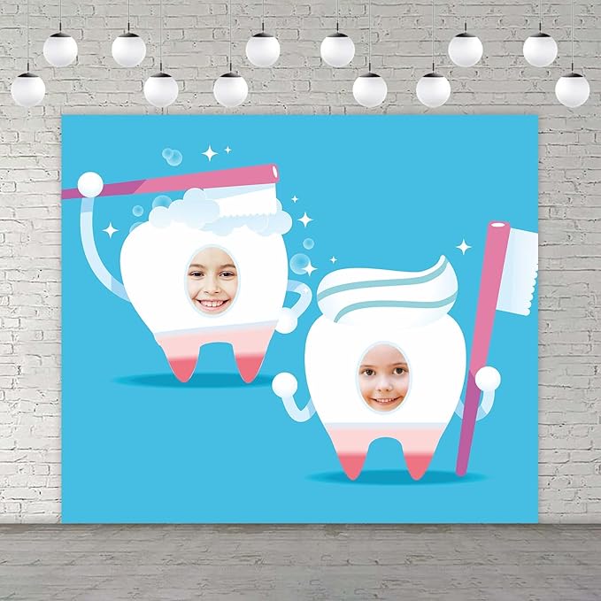 Amazon.com: Baby Tooth Banner Pretend Play Party Backdrop Large Teeth ...