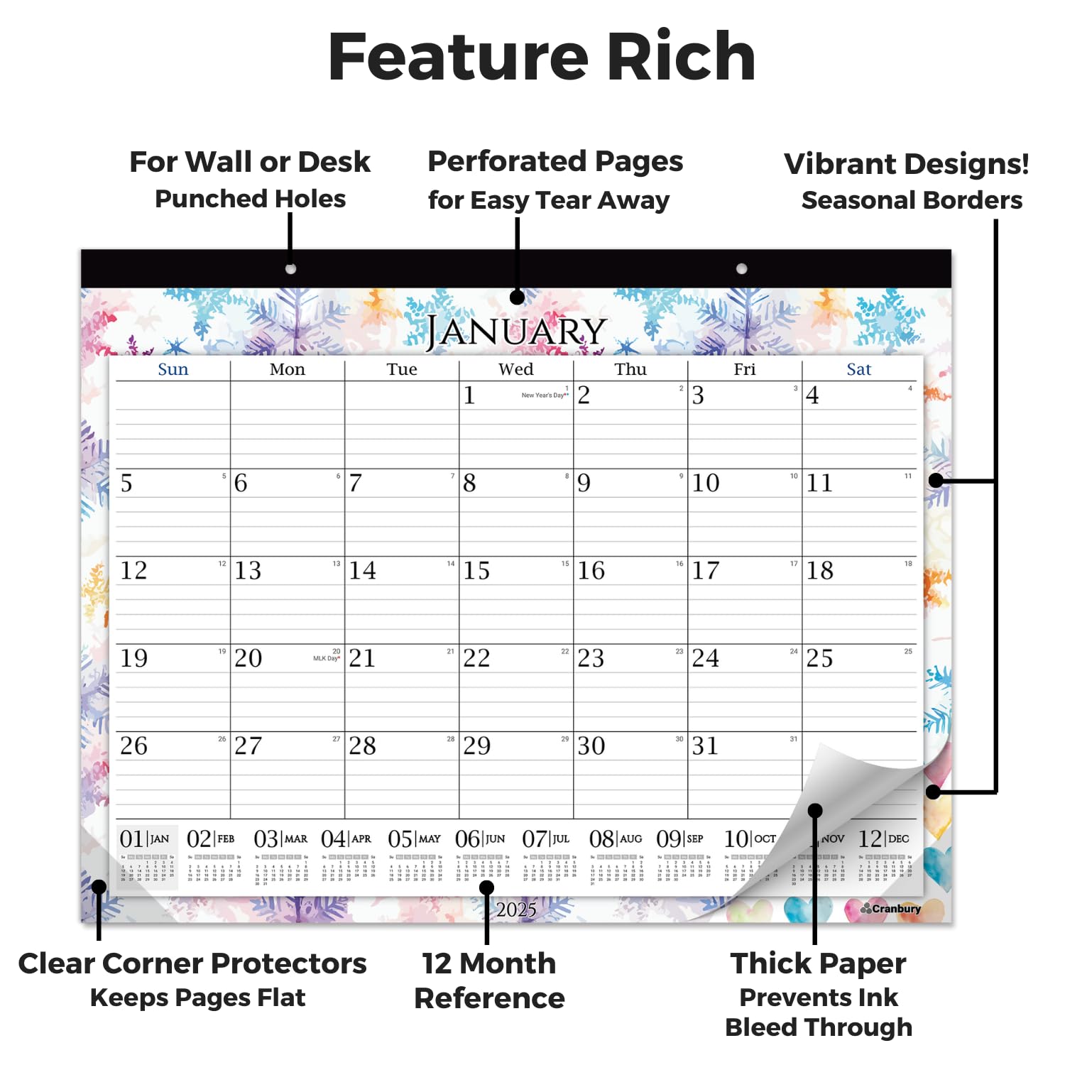 Snapklik.com : CRANBURY 22x17 Desk Calendar 2025