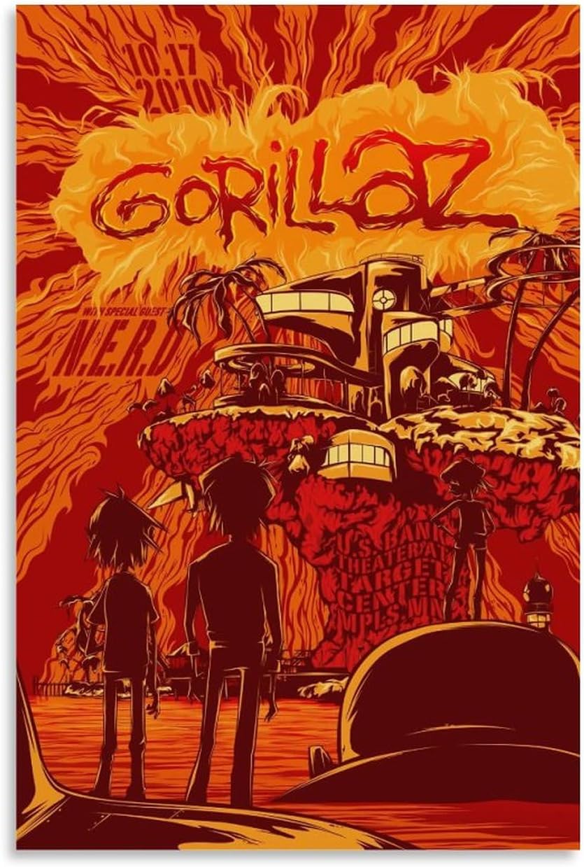 Amazon.com: KUCOON Gorillaz Poster Music Poster Rock Band Posters Canvas Wall Art Living Room ...