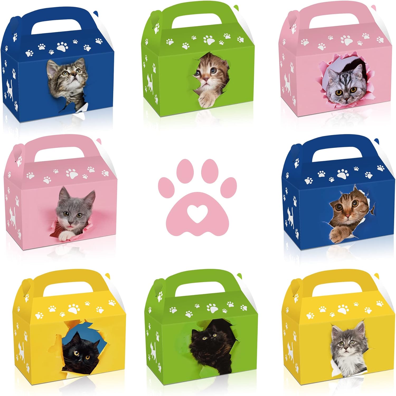 QYCX 12 Pcs Cat Candy Boxes, Cat Gift Bags, Cat Party Favor Boxes, Cat ...