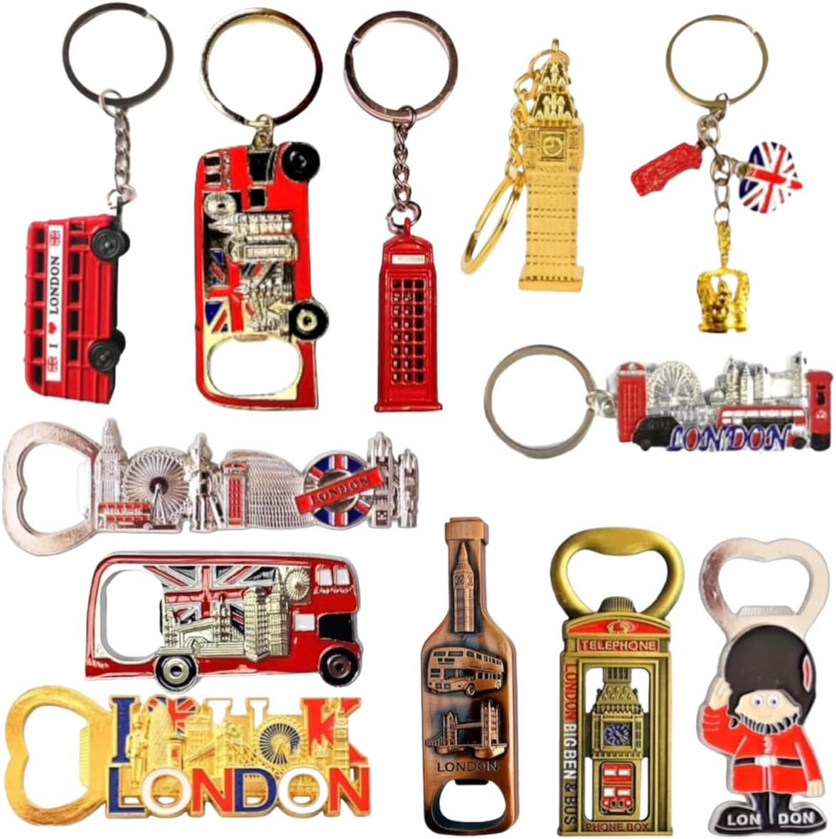 Magnet 12 x I Love London Keyrings British England Key chain Union Jack ...