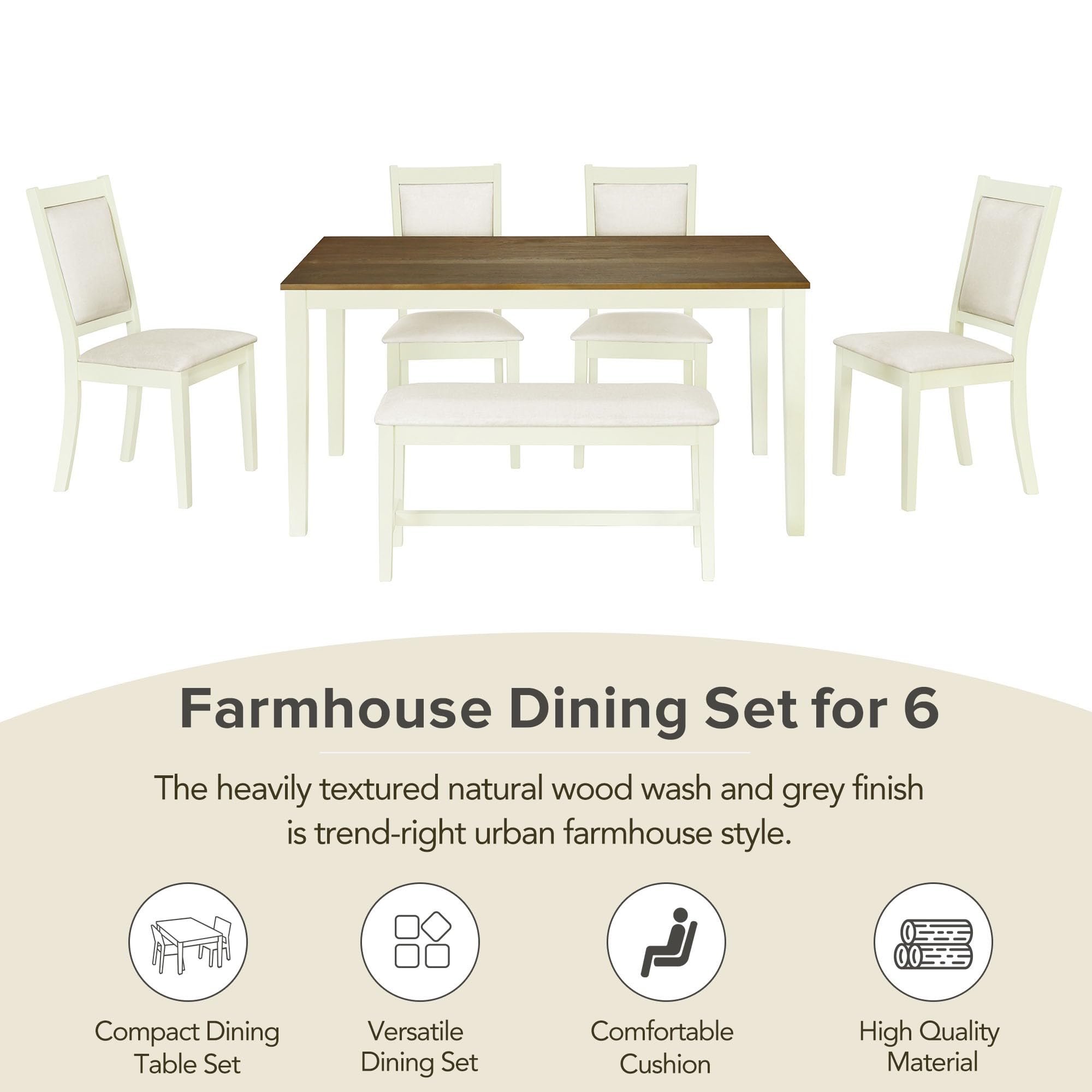 Rustic Dining Table Set Including Solid Wood Rectangular Table 4 ...