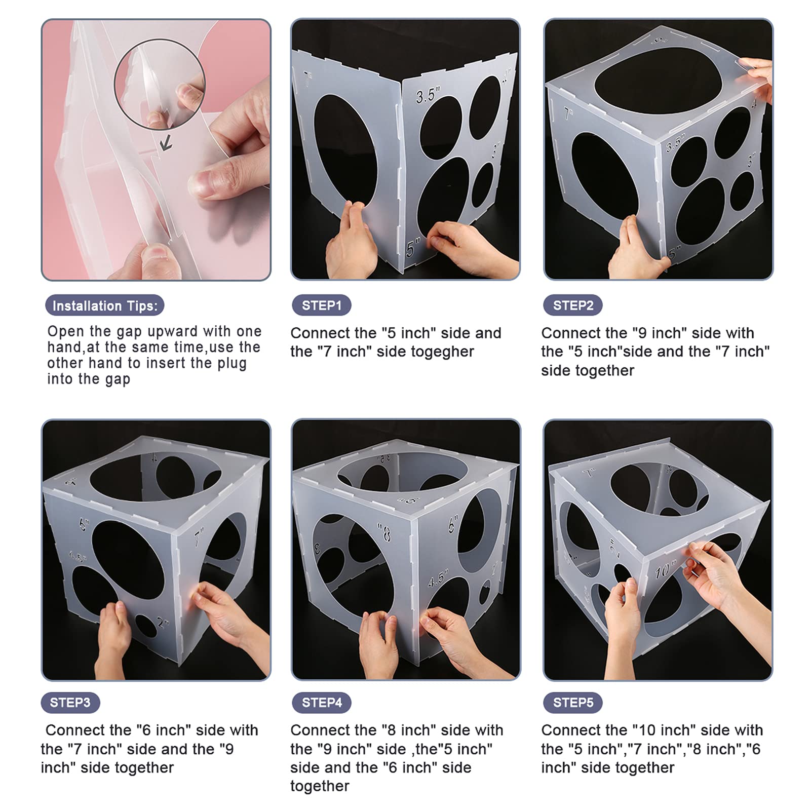 Snapklik.com : Auihiay 12 Holes Balloon Sizer Cube Box Collapsible ...