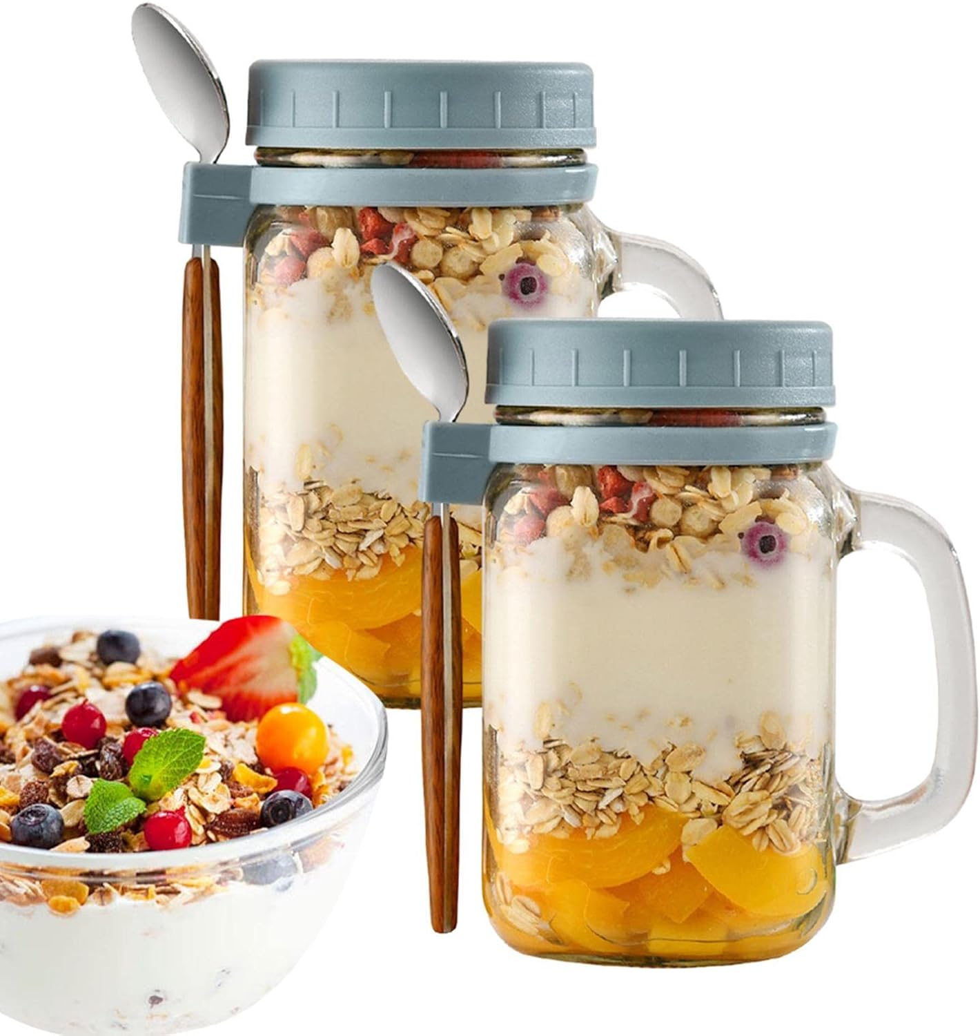 Amazon.com: EviKoo Late Overnight Oats Jars, Airtight Breakfast Jars, 2 ...