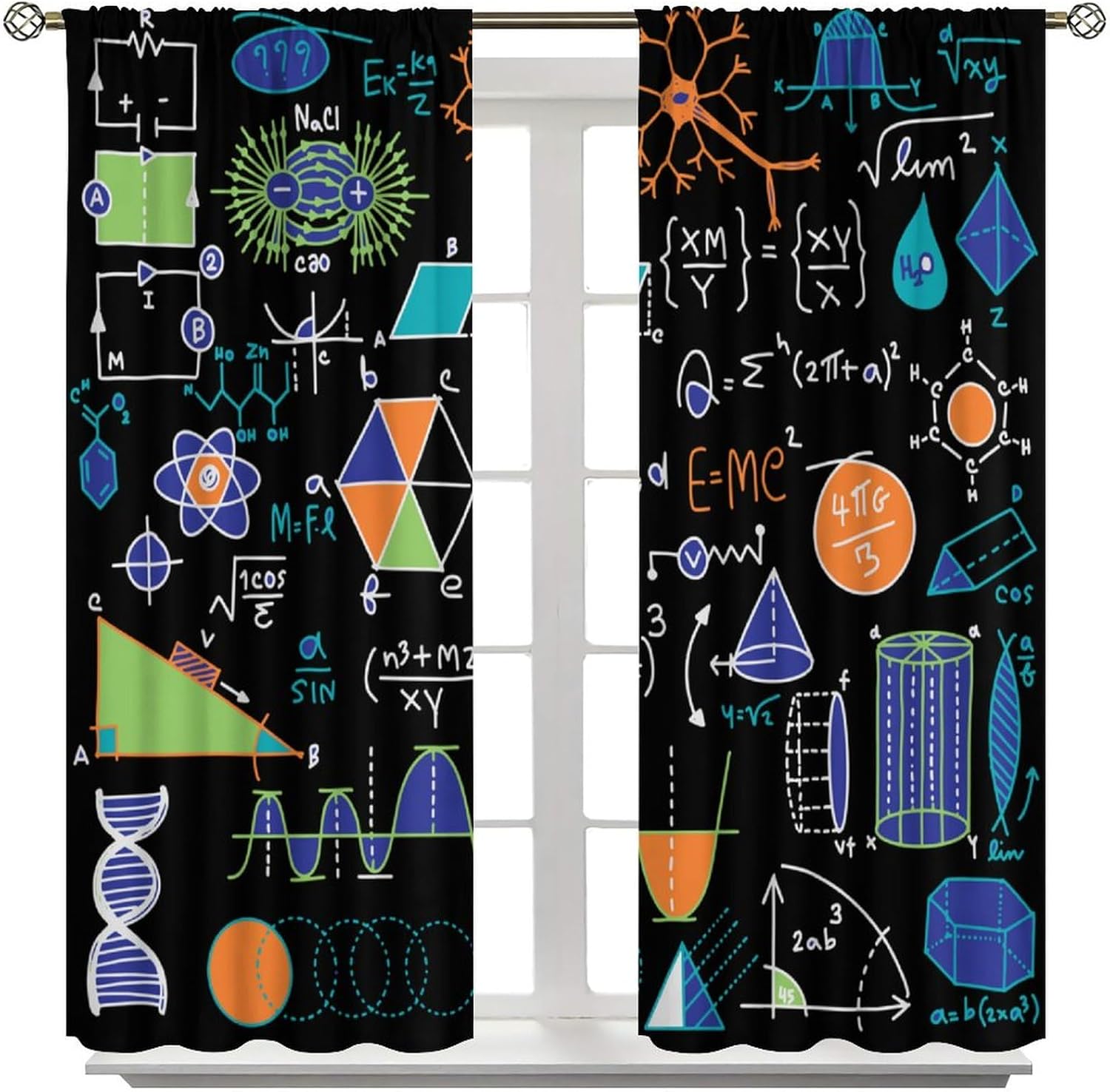 Amazon.com: Math Equation Curtain for Kids Bedroom Geometry Formula ...