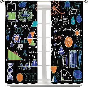 Amazon.com: Math Equation Curtain for Kids Bedroom Geometry Formula ...