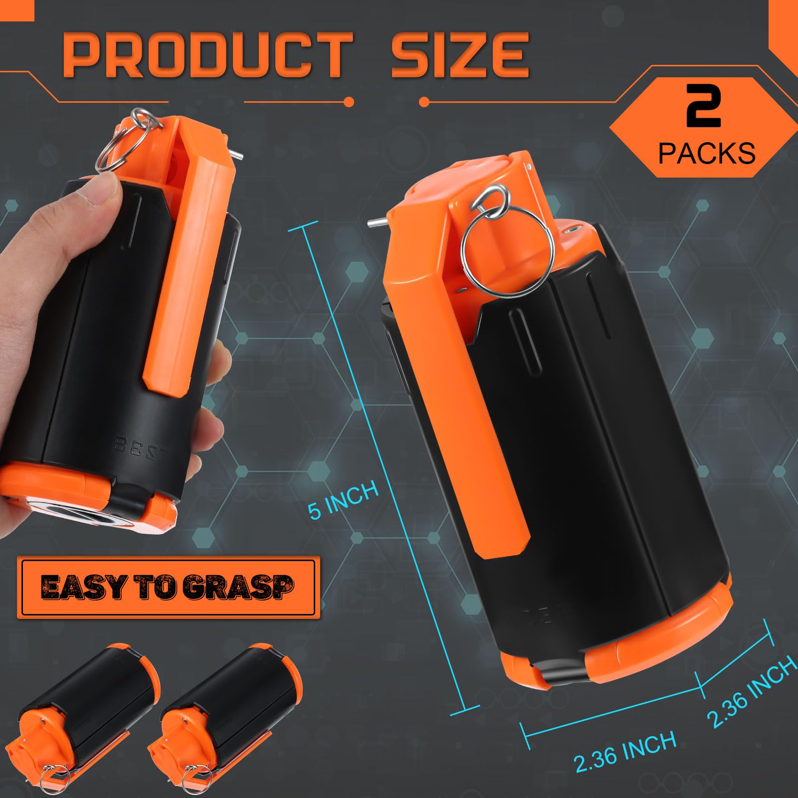 Sratte 2 Pcs CS Plastic Toy Grenade Tactical Grenade with 2 Packs Water ...