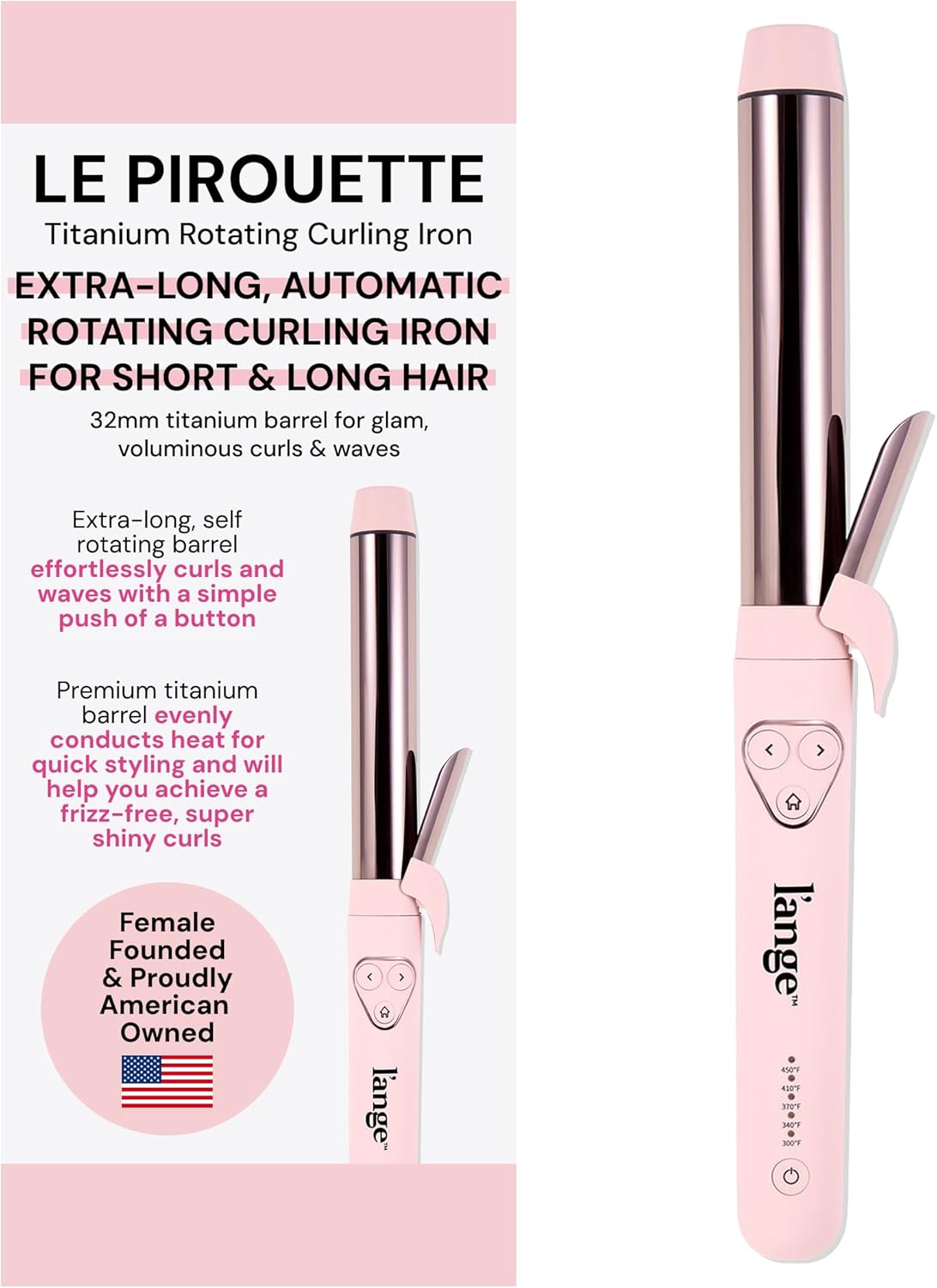 L'ANGE HAIR Le Pirouette 32MM Titanium Rotating Curling Iron Self ...