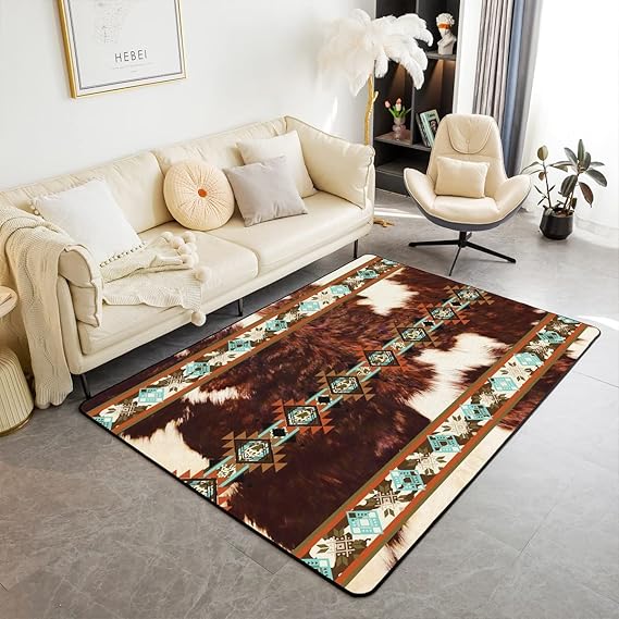 Amazon.com: Erosebridal Cowhide Area Rug 5x7, Brown Highland Cow Print ...