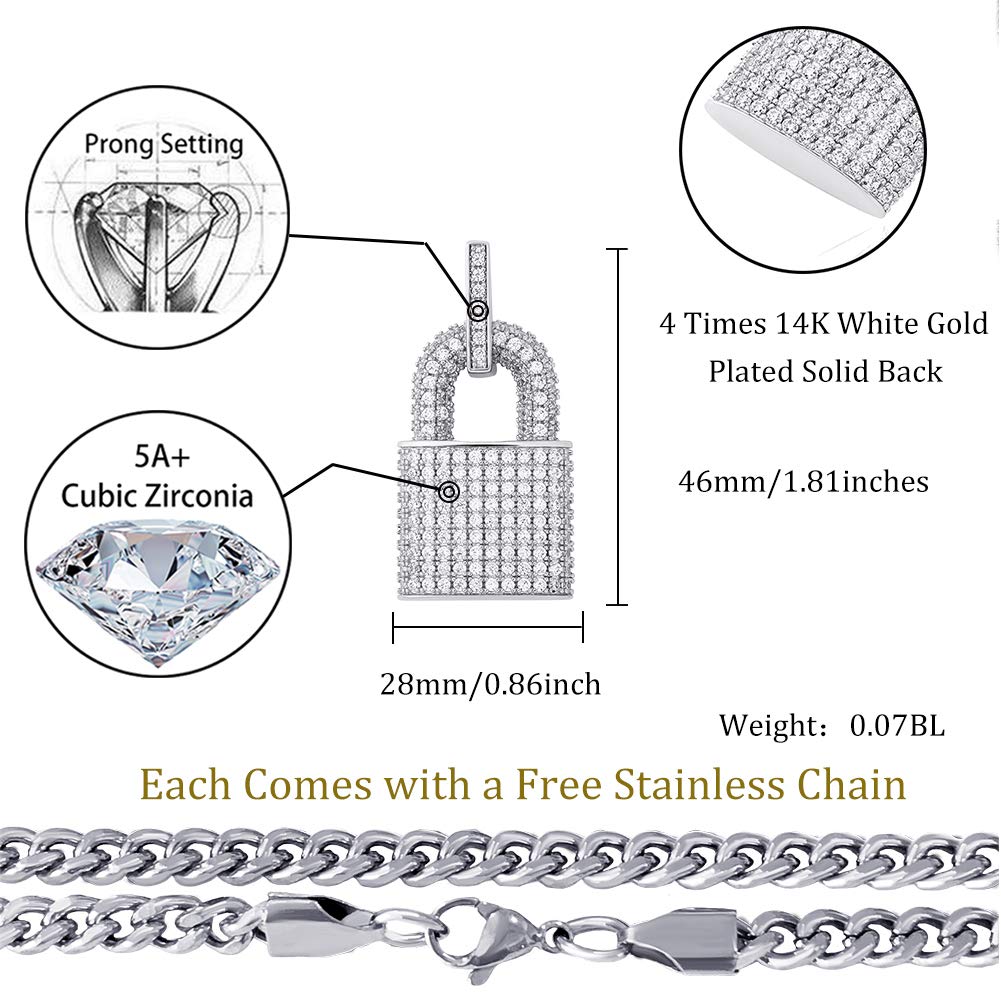 Snapklik.com : TOPGRILLZ 14K Gold Plated Iced Out Lock Pendant Necklace ...