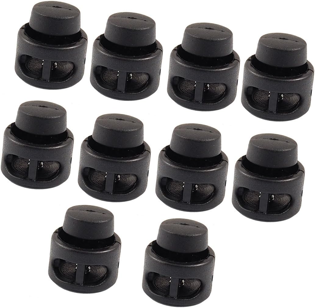Sourcingmap Plastic Toggle Stoppers 2 Holes Cord Locks End 10 Pcs Black ...