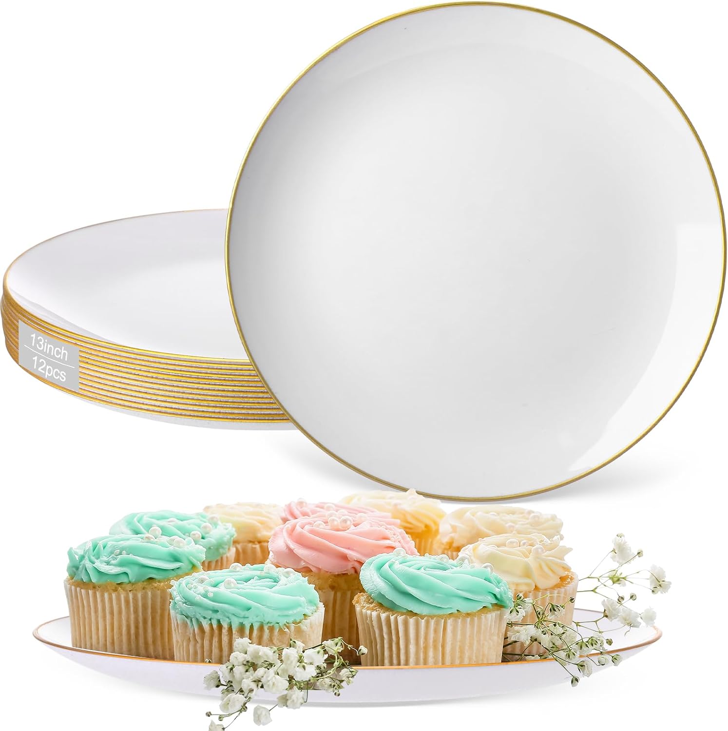Amazon.com | Rtteri 12pcs Round Plastic Serving Platters, 13 Inch Large ...