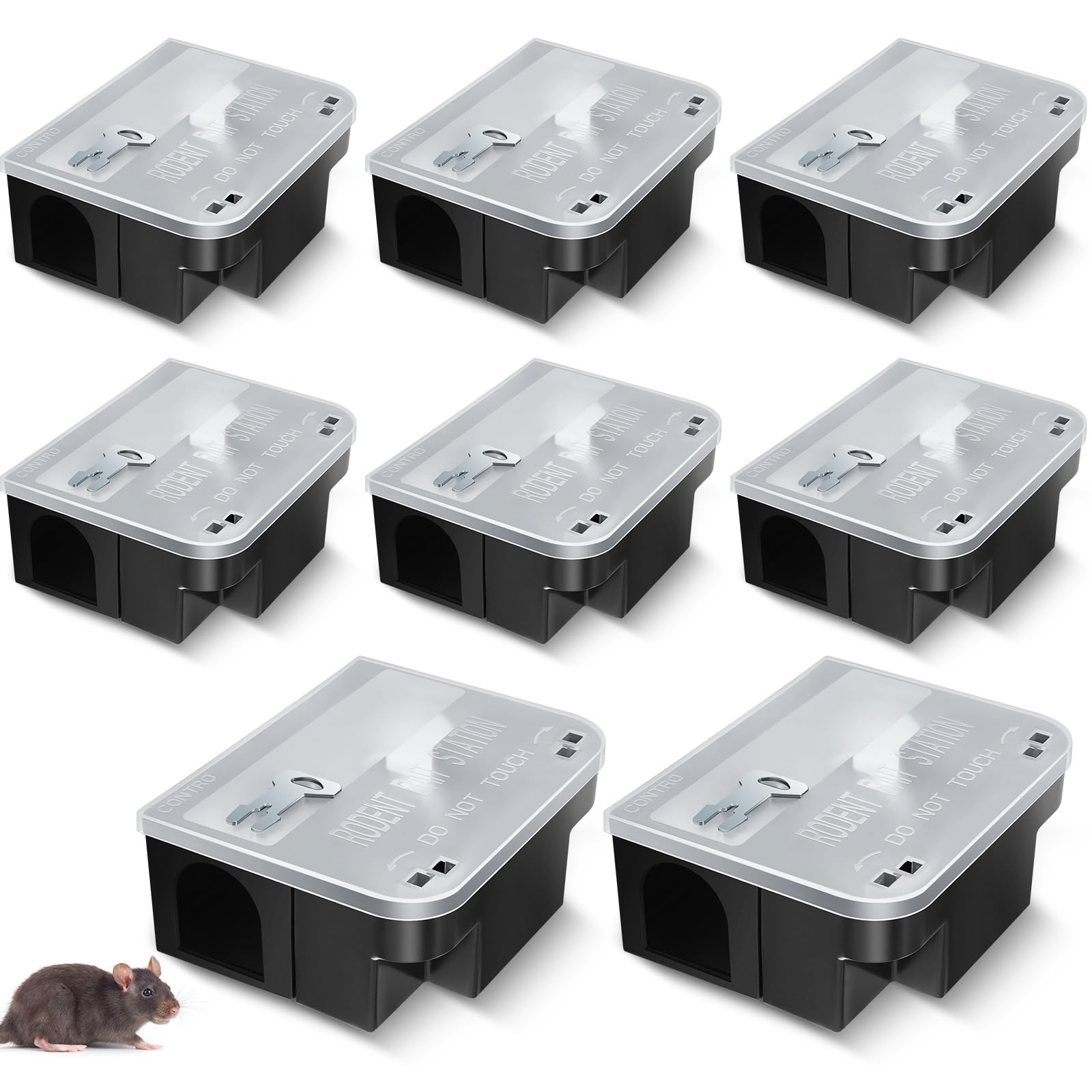 Kittmip 8 Pcs Mouse Bait Station 8.86 x 7.28 x 3.62 Inches Mice Bait ...