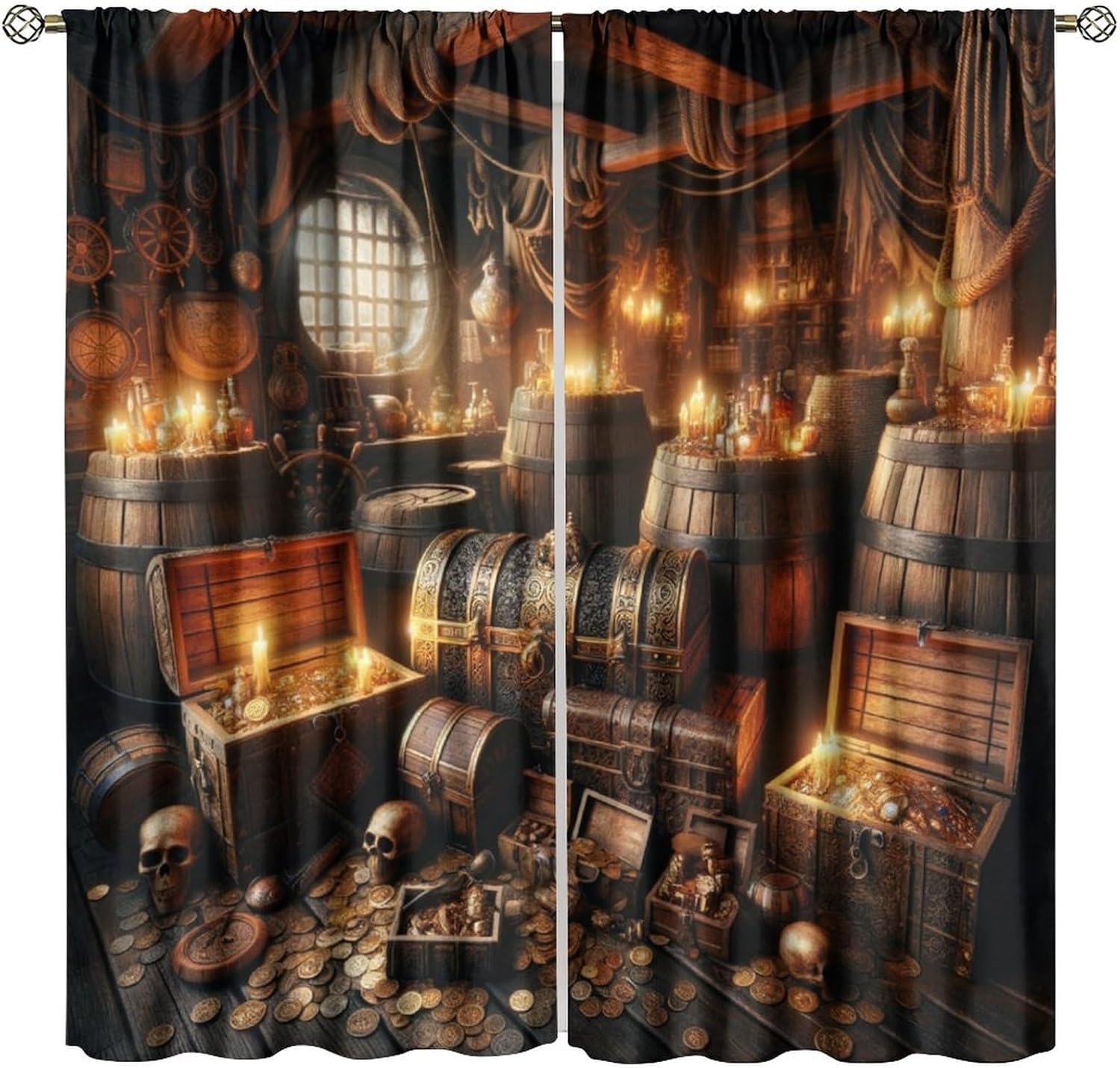 Amazon.com: Gothic Pirate Ship Blackout Curtains,Treasure Pirate Ship ...