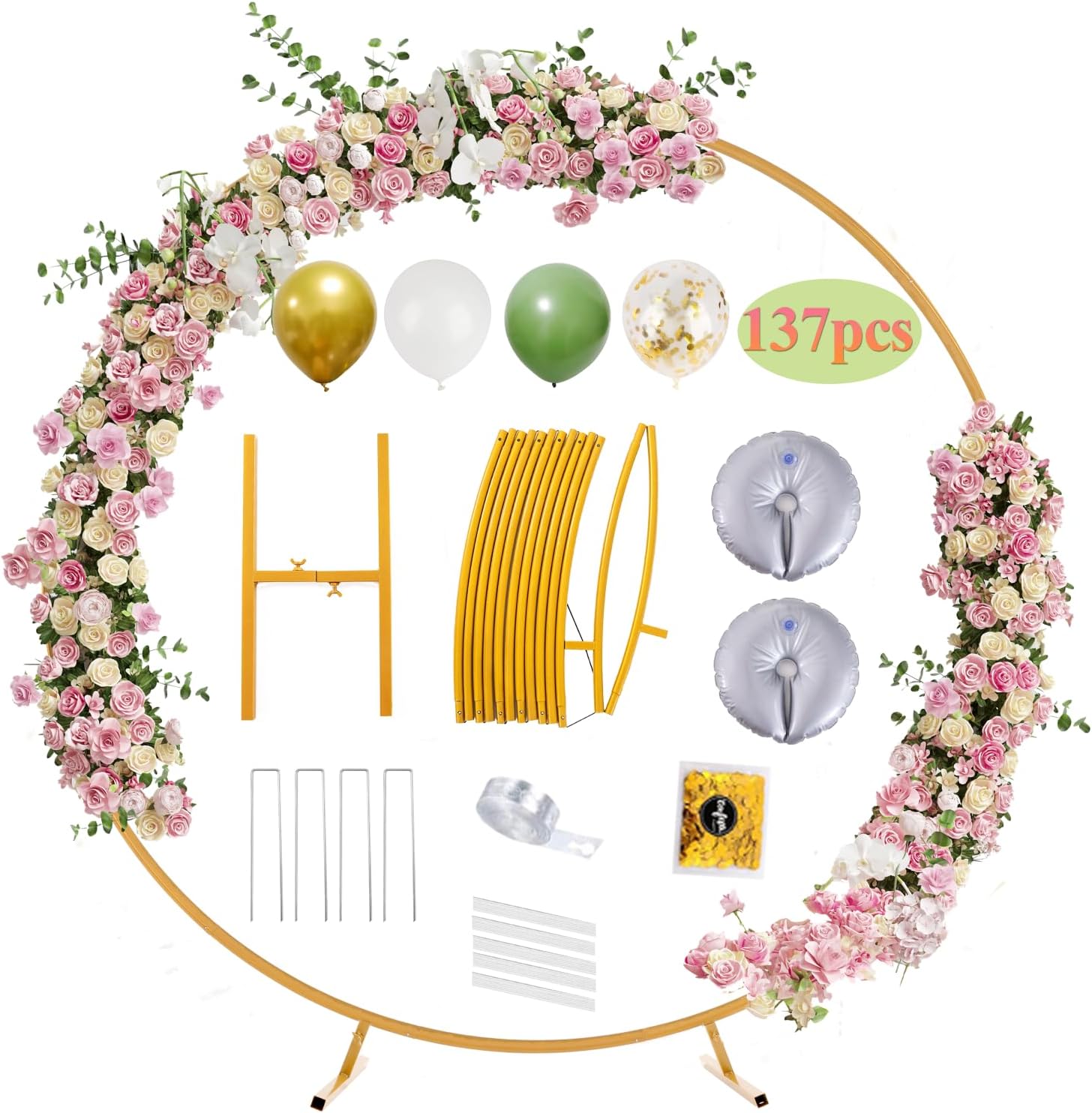 Amazon.com : Homcosan Round Backdrop Stand 7.2ft Metal Balloon Arch ...