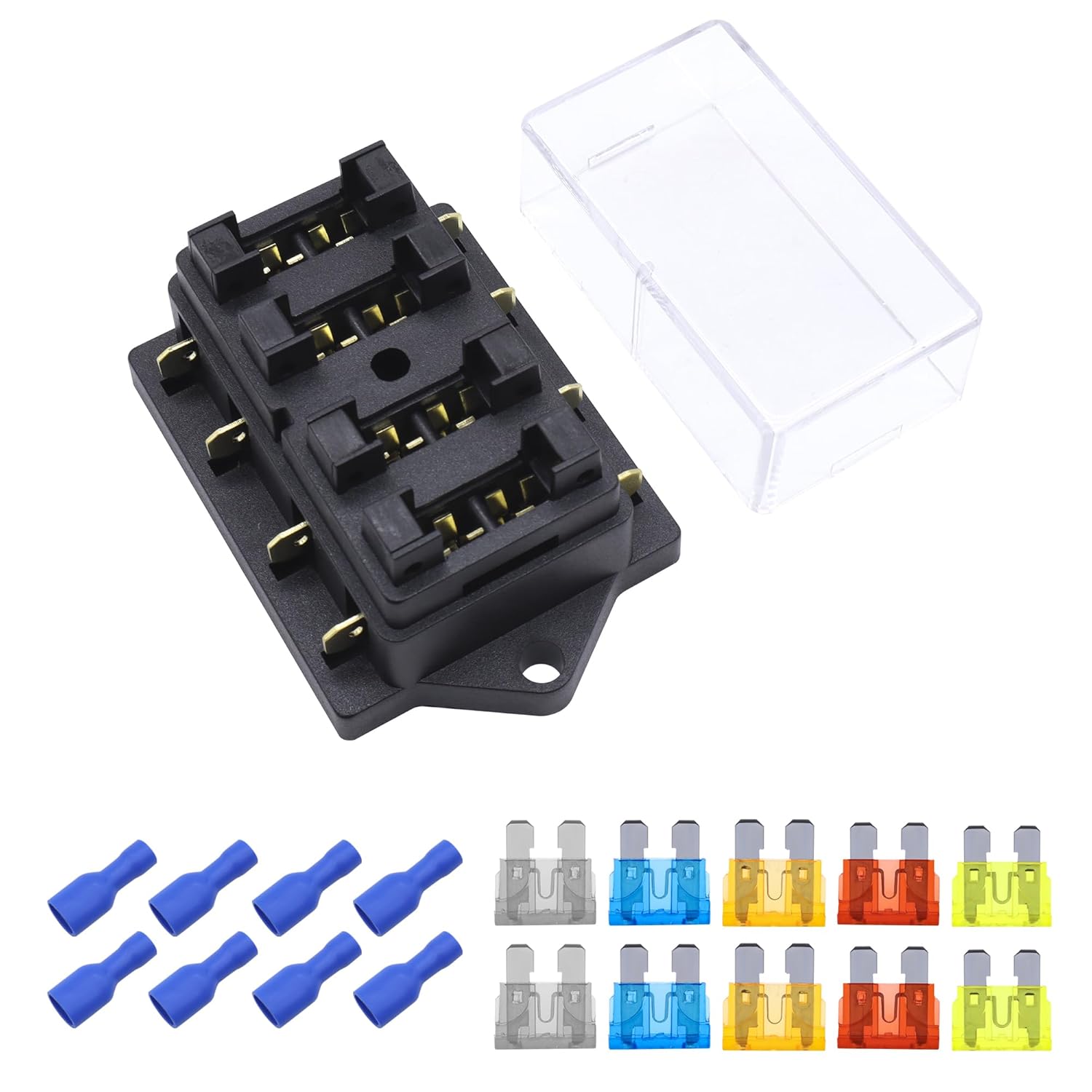 HISports 4 Way Car Standard Blade Fuse Holder Box with 10pcs Free Blade ...