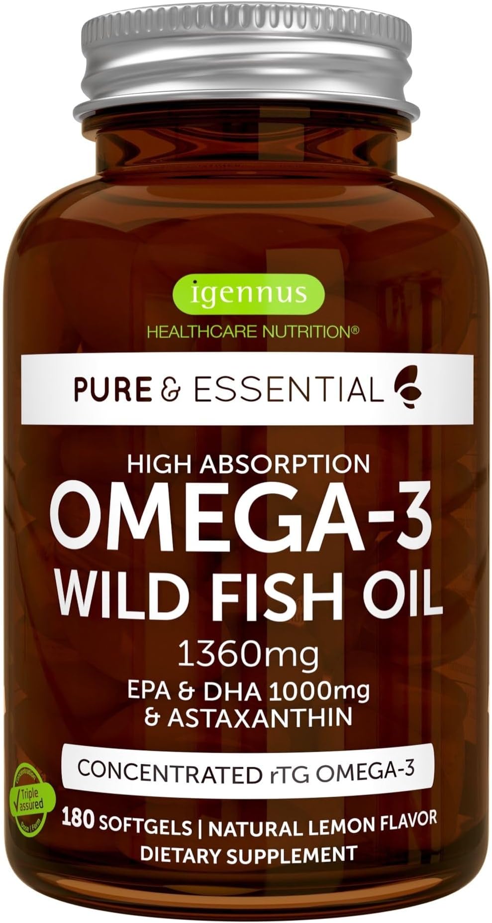 Amazon.com: WHC, UnoCardio 1000 Fish Oil, 1300 mg of Pure Triglyceride Fish Oil with Omega-3 ...