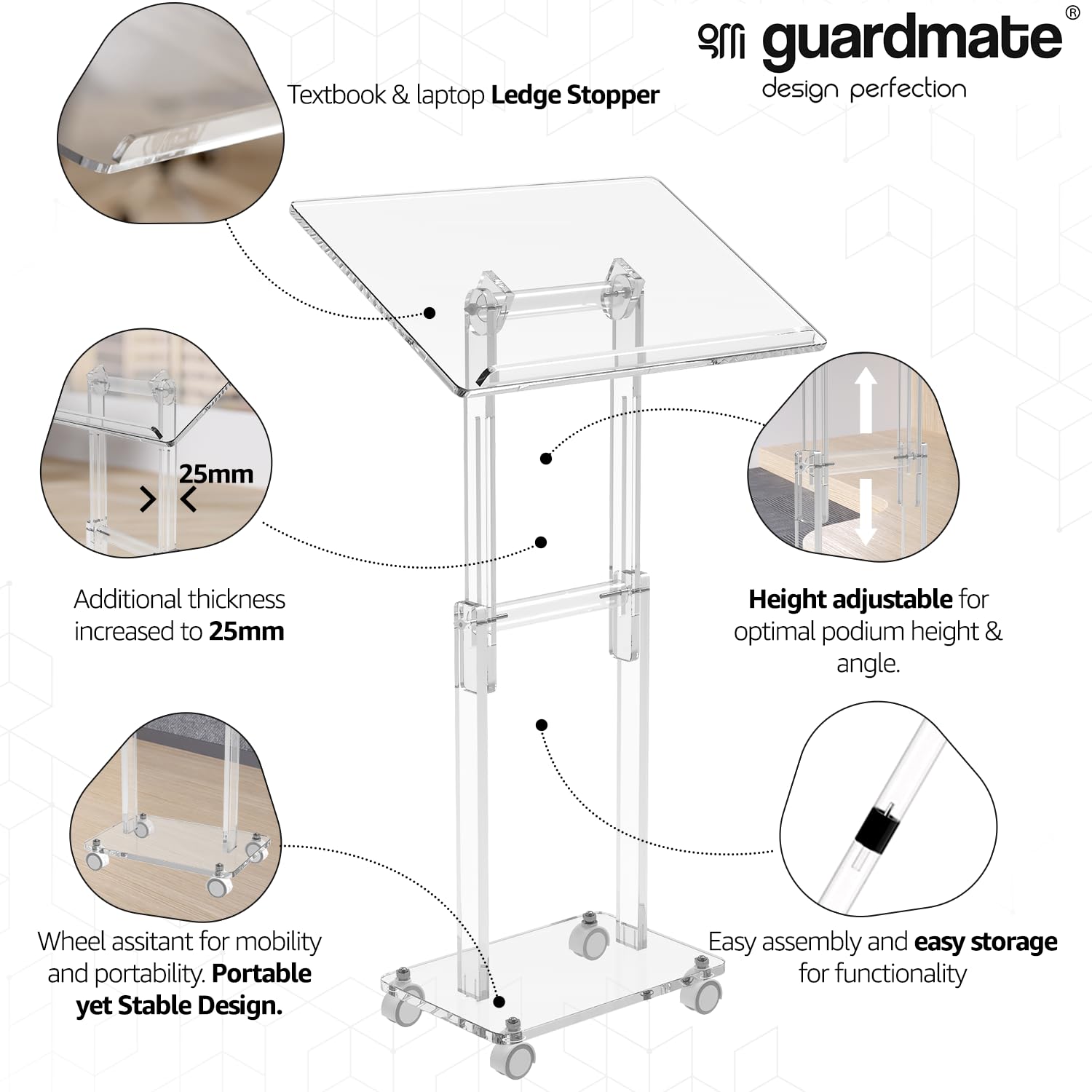 Snapklik.com : Premium Acrylic Podium Lectern Stand Portable Wheels ...