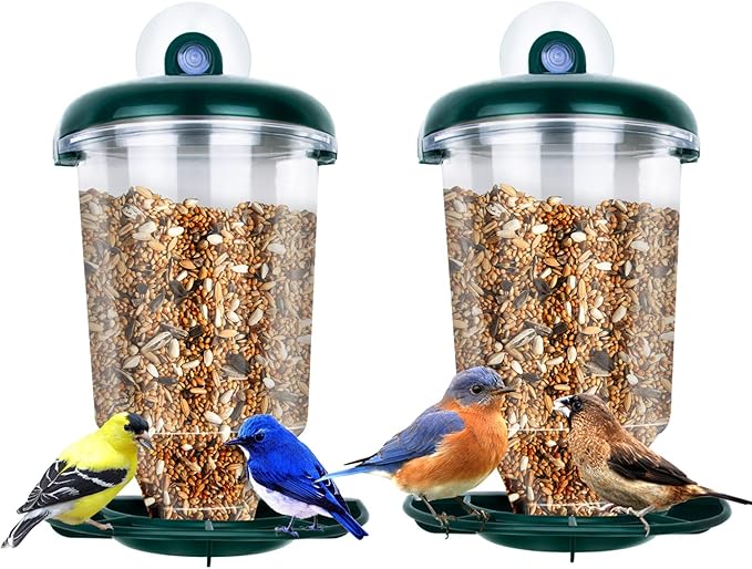Window Bird Feeder 2 Pack, Bird House for Outside, Window Bird Feeder ...