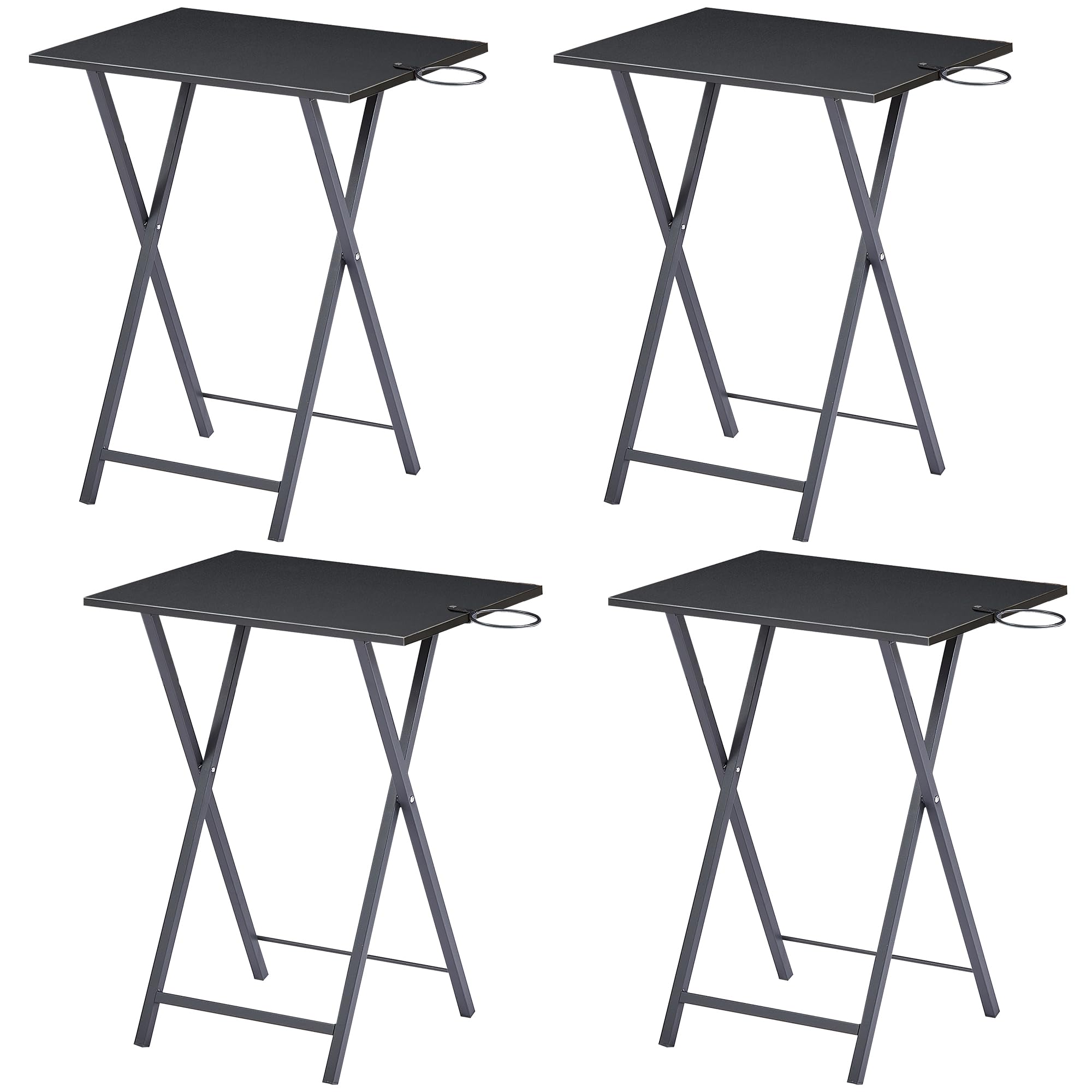 Amazon.com: VECELO Folding TV Tray for Eating Set of 4, Portable Dinner ...