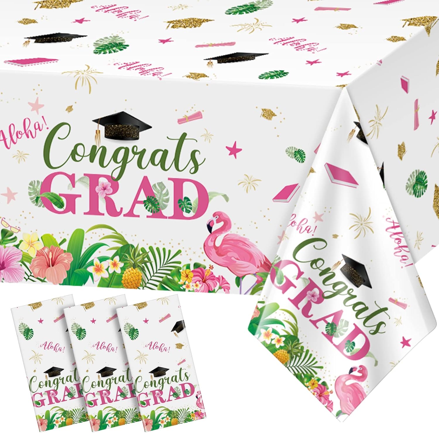 Amazon.com: MASHAN 3Pack 2025 Aloha Graduation Tablecloths,Disposable ...