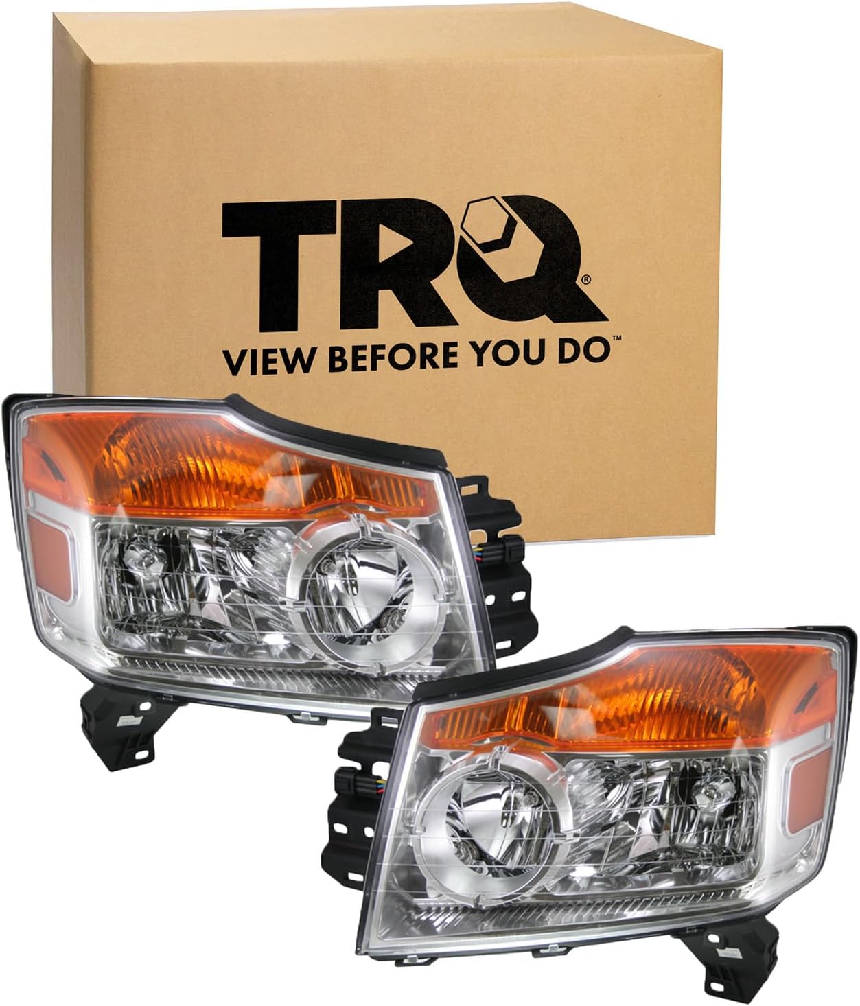 Amazon.com: TRQ Headlight Assembly Set Headlights Driver & Passenger ...