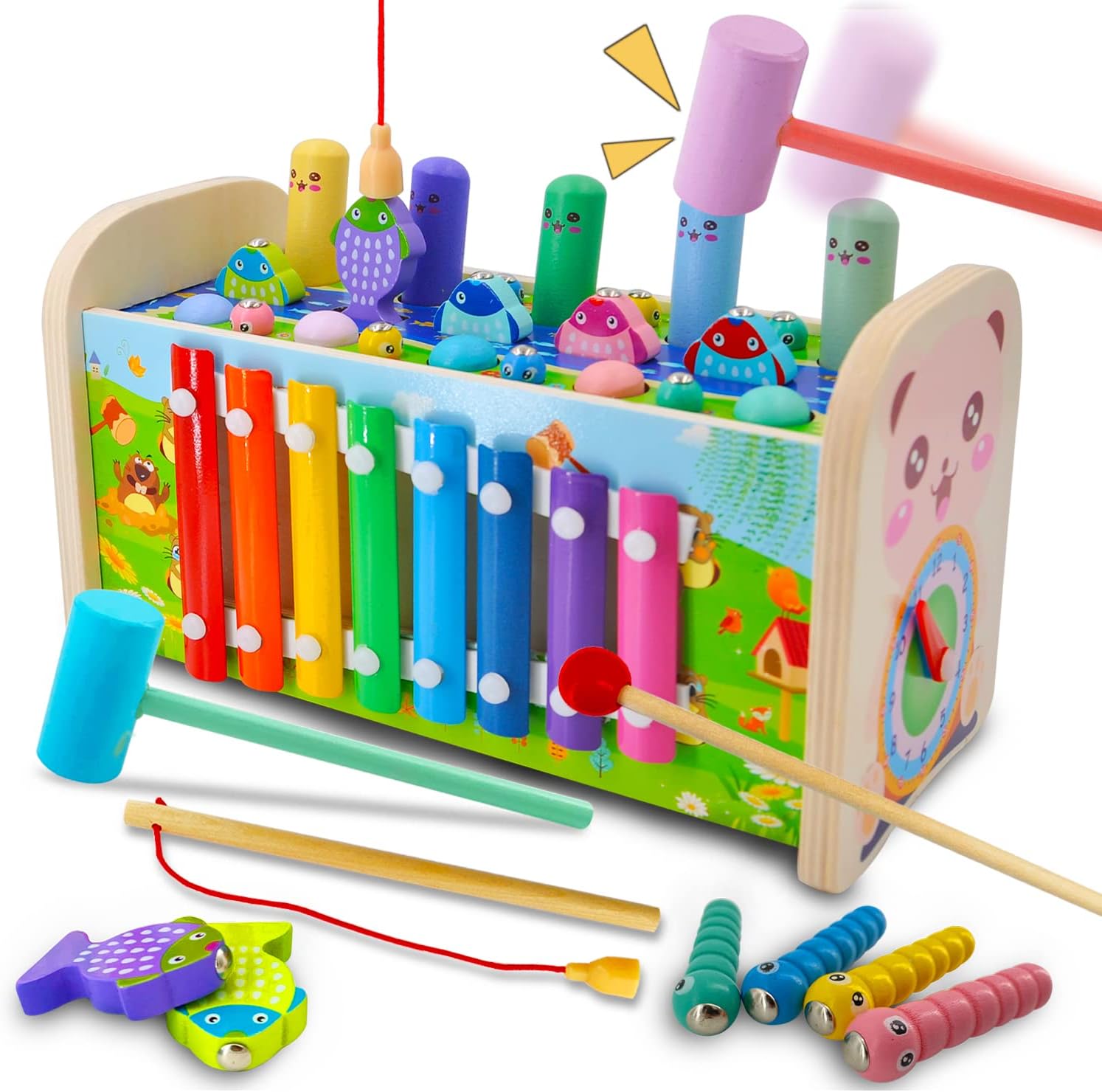 KIDWILL Wooden Hammering Pounding Toy, Educational Pegs Pound Maze ...