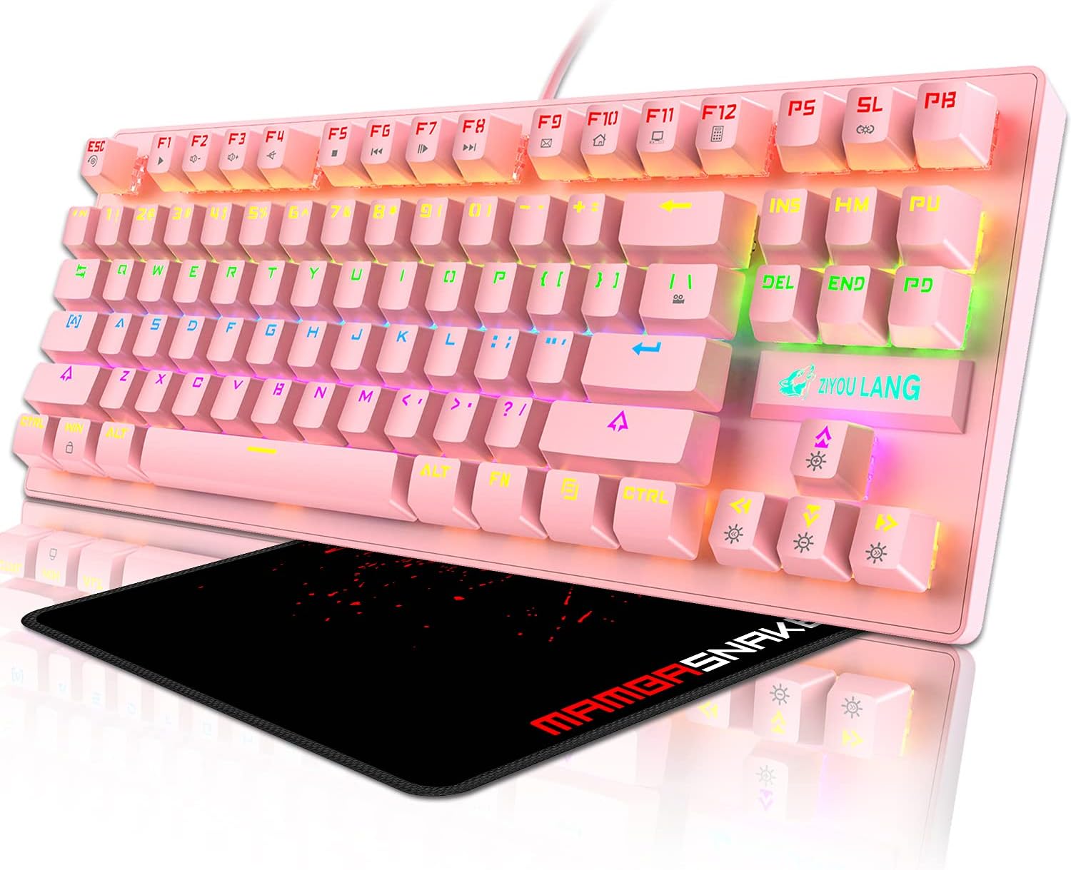 Amazon.com: FELICON Mechanical Gaming Keyboard 87 Keys Compact ...
