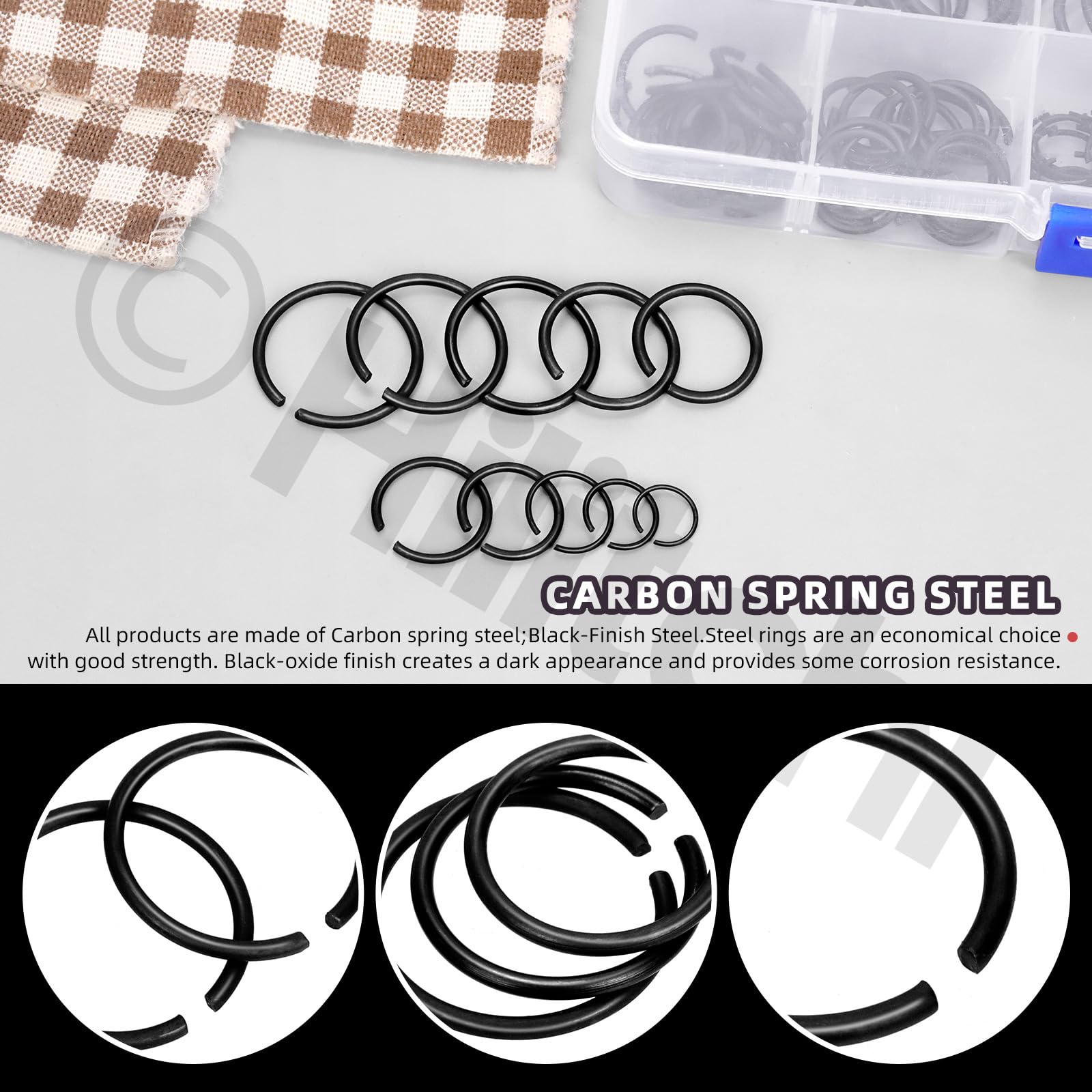 Snapklik.com : 150PCS Round Wire C-Clips 10 Sizes GB895.2 Retainer Clip ...
