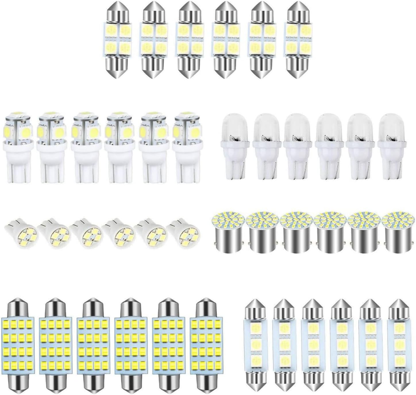 Amazon.com: Yumfugu 42 PCS T10 Car LED Bulb Kit, 12V 7000K-8000K 31mm/36mm/41mm COB Wide Angle ...