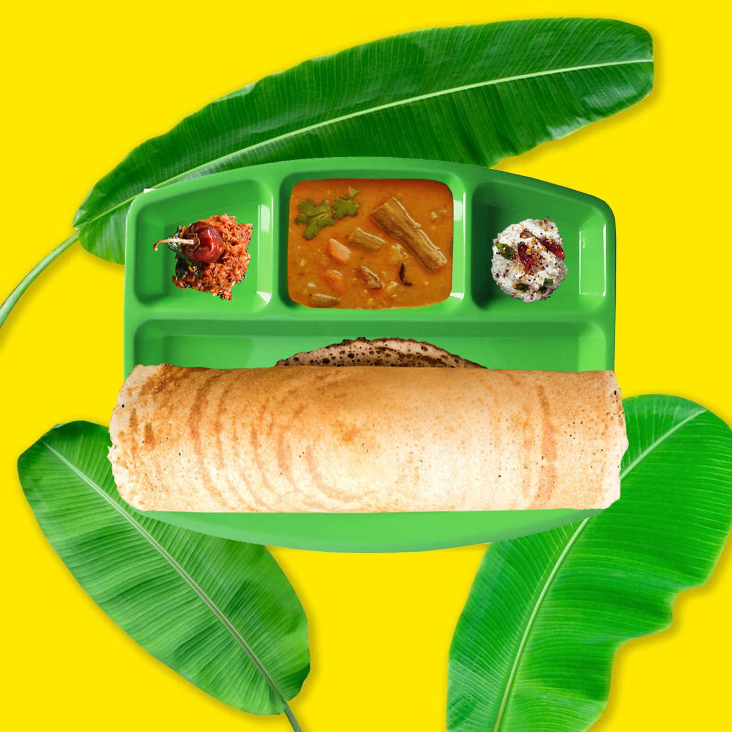 Buy DECORNT 4 compartments Dosa Plate Made of Food Grade Material ...