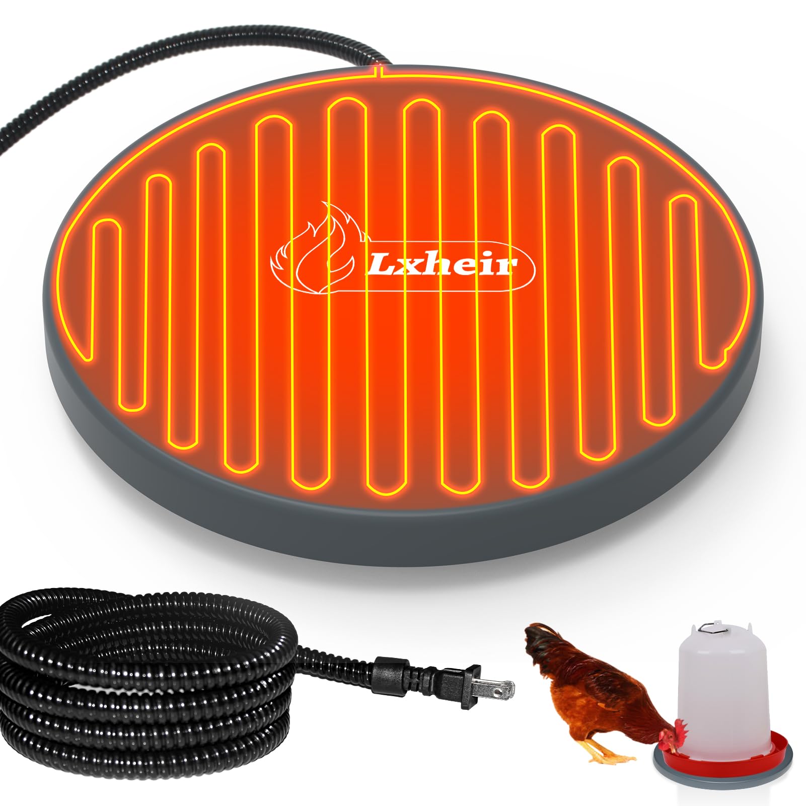Lxheir Chicken Water Heater, 13'' Heated Base for Metal Plastic Poultry ...