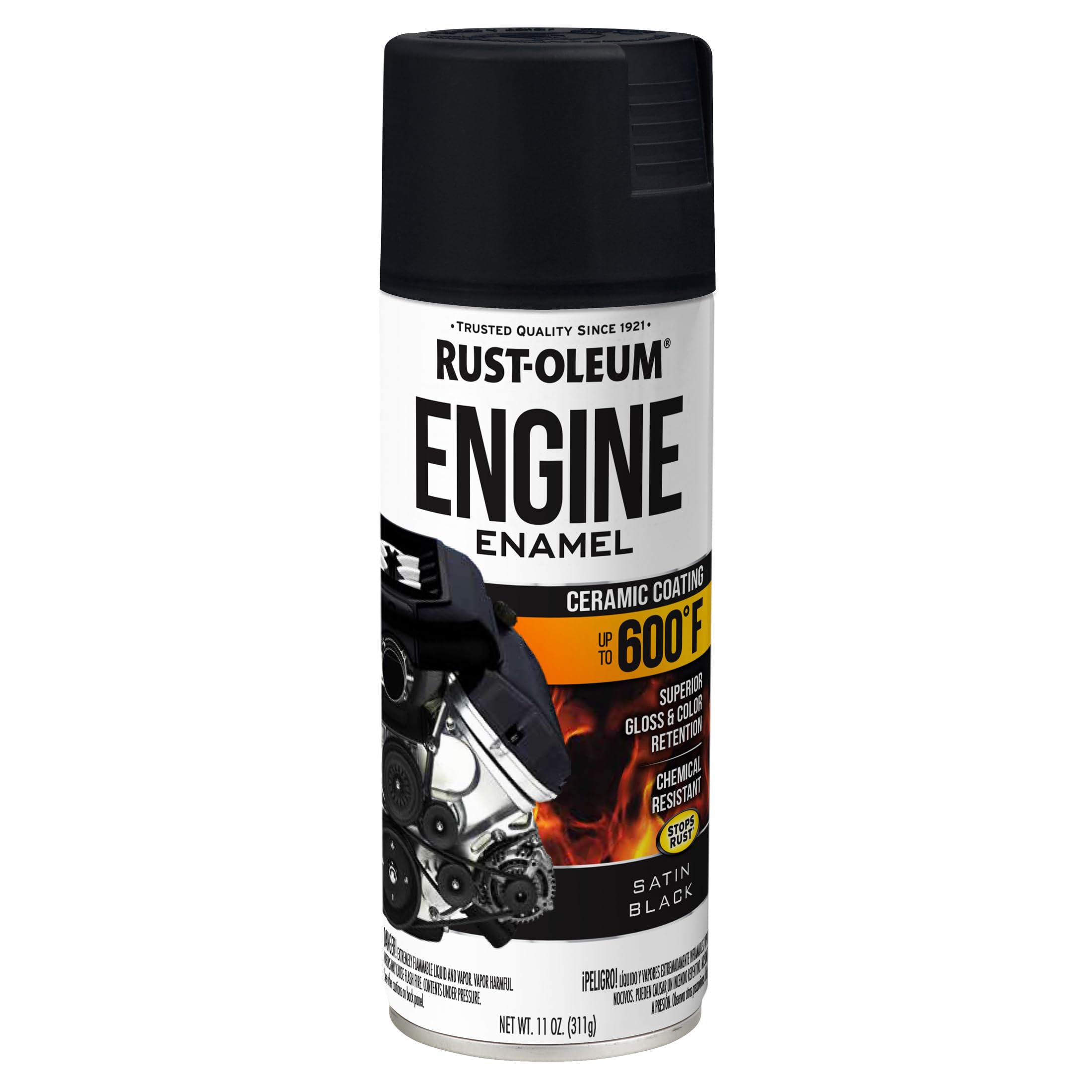 Rust-Oleum 363568 Engine Enamel Spray Paint, 11 oz, Satin Black ...