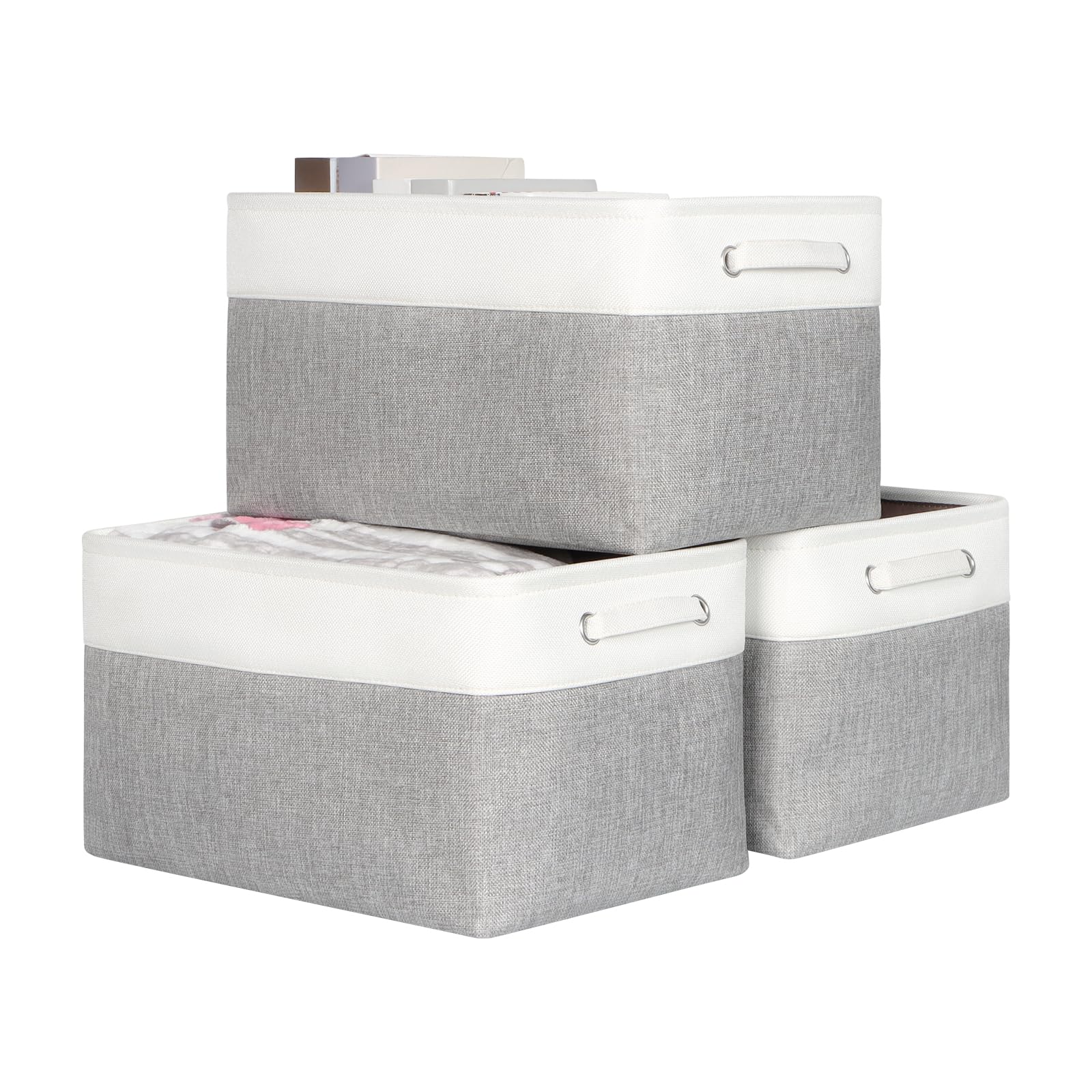 Amazon.com - Kntiwiwo Large Fabric Foldable Storage Bin 17" x 11.8" x 9 ...