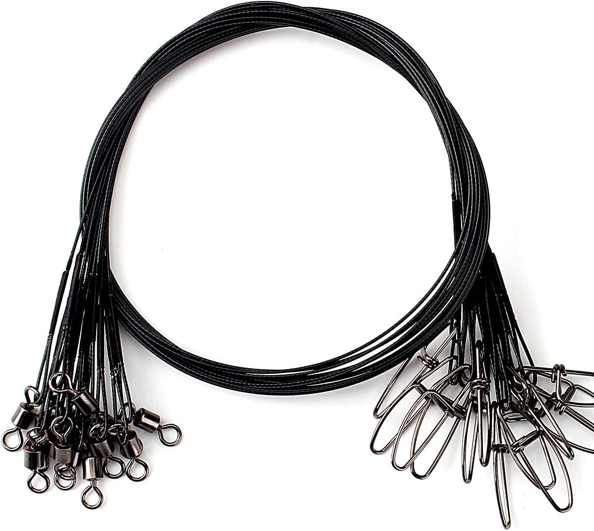 Amazon.com : 30pcs Fishing Leader Stainless Steel Wire with Snap and ...