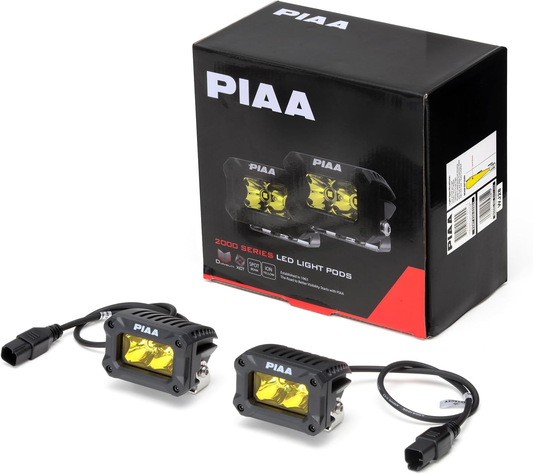 Amazon.co.jp: PIAA(ピア) 後付けランプ LED イオンイエロー 【2000LIGHT PODS】 SPOT配光 12V/9.2W IPX7対応 2個入 DKCL204 ...