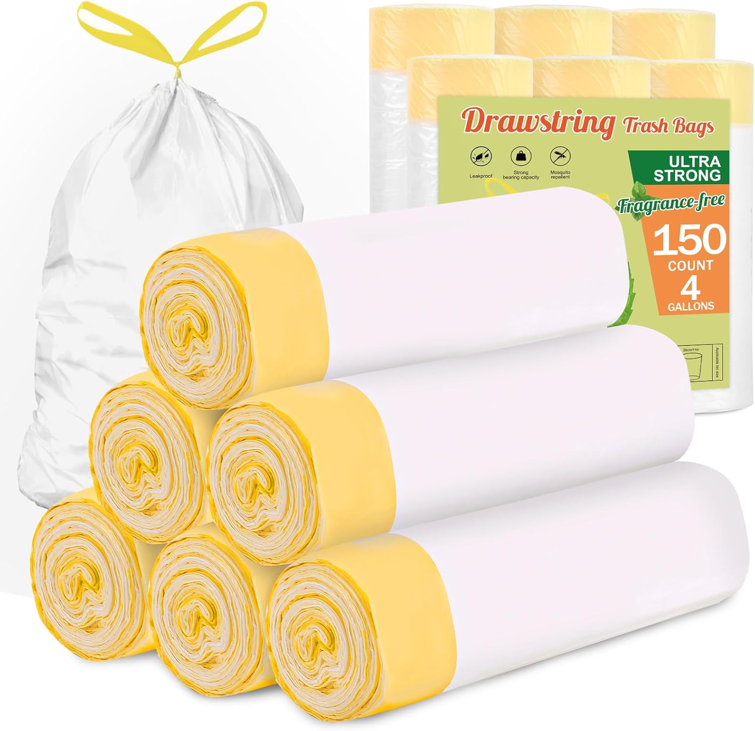 Amazon.com: XPIY Small Trash Bags 150 Counts, 4 Gallon Trash Bag ...