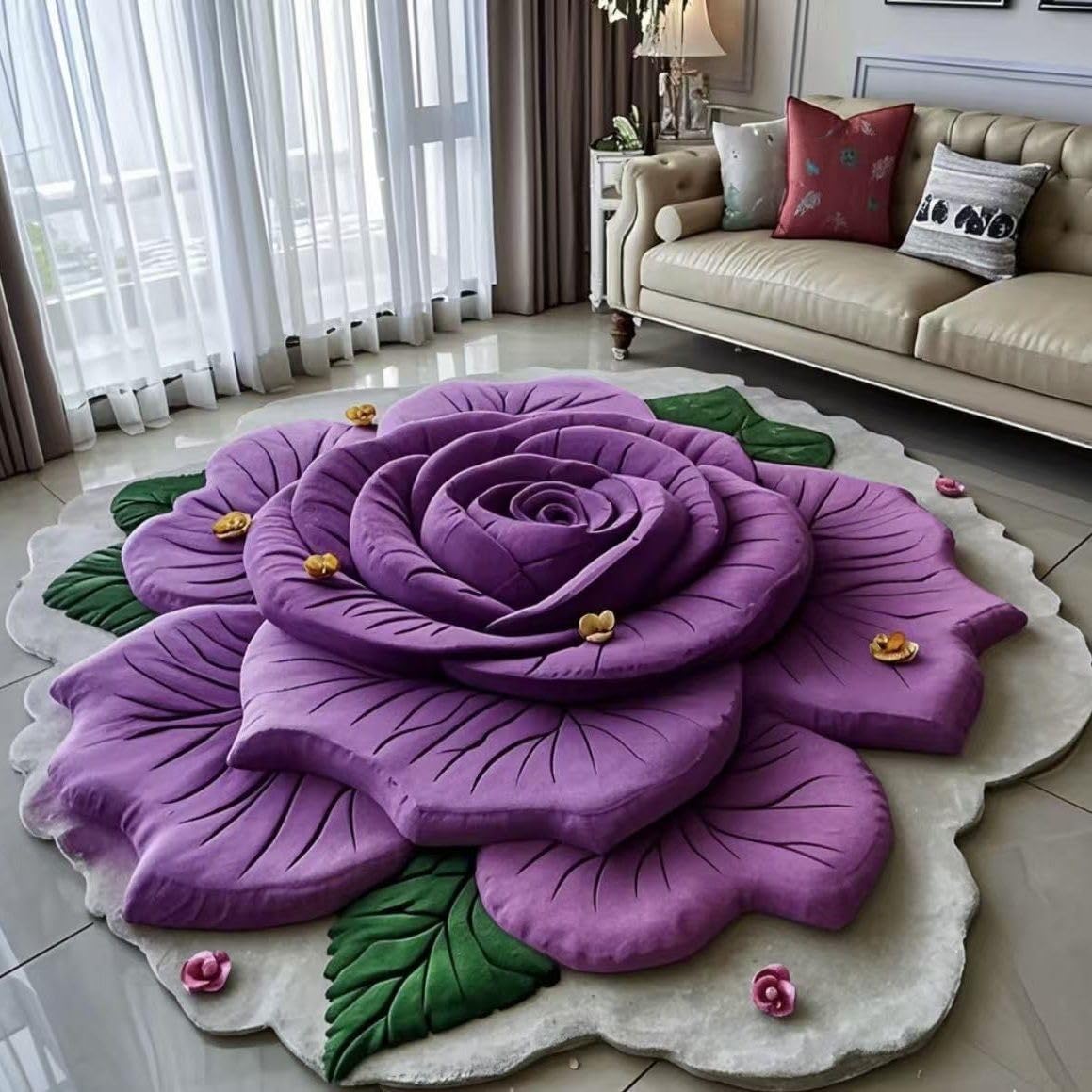 Amazon.com: 3D Rose Flower Carpet Round Rug - Hyperrealistic Bloom ...