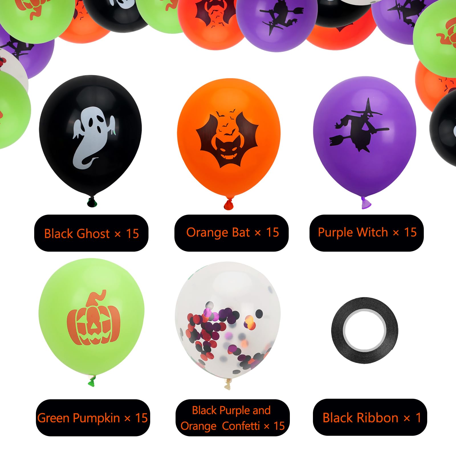 Snapklik.com : RUBFAC 65pcs Halloween Balloons Arch Garland Kit, 12 ...