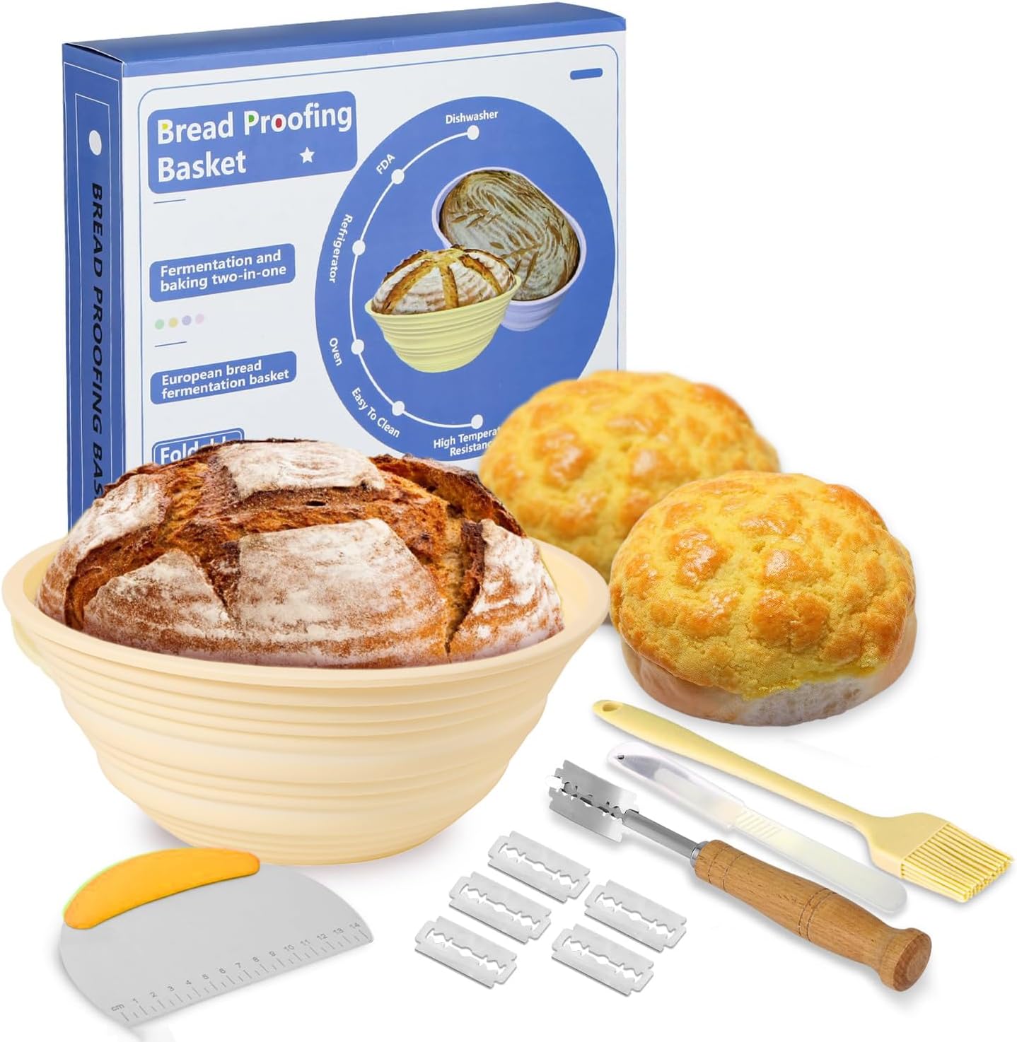 Amazon.com: Banneton Bread Proofing Basket, Rattan European Sourdough ...