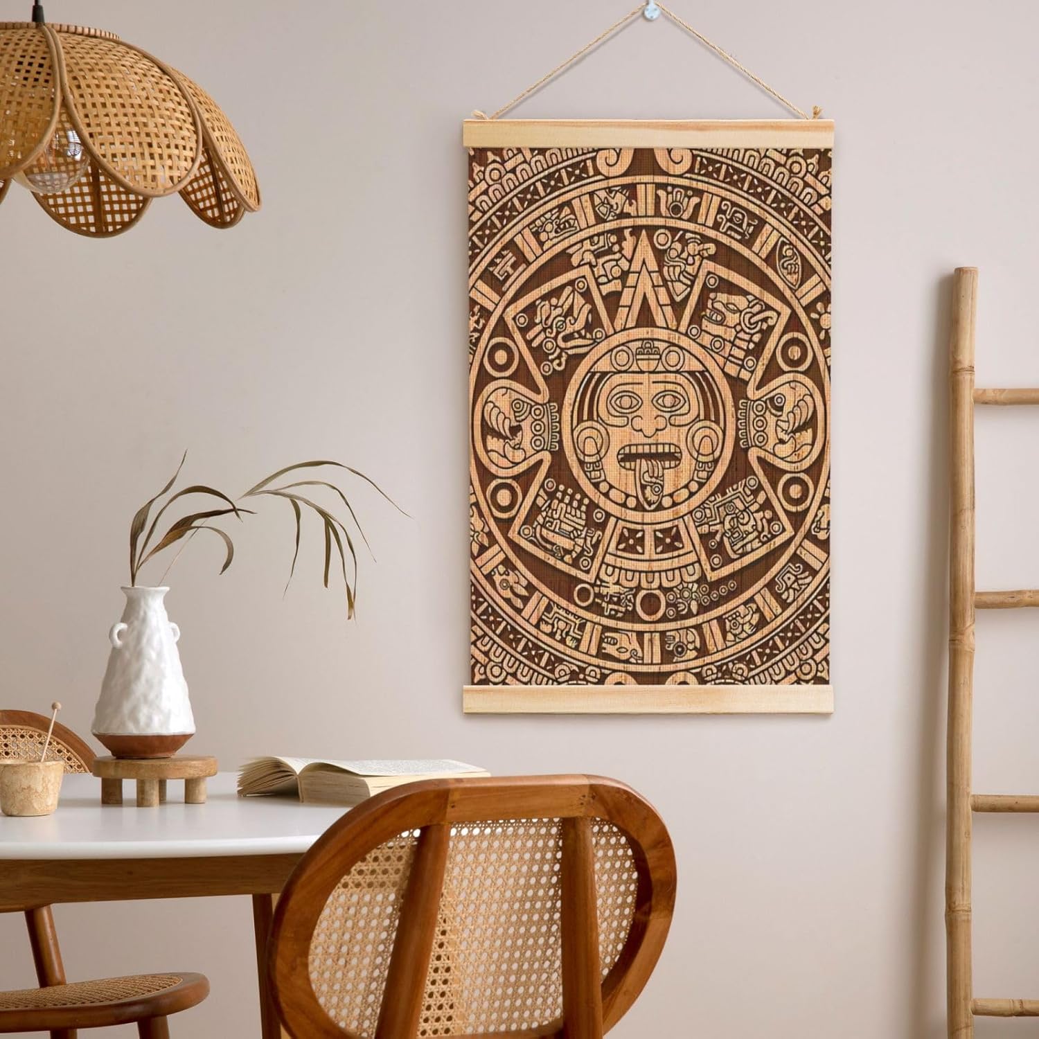 Amazon.com: Liyix Aztec Calendar Mayan Sun Stone Hanging Posters Wooden ...