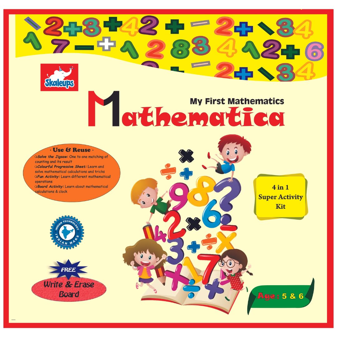 Mathematica 4 in 1 Maths Learning Activity Box with 30 Jigsaw Puzzles, Wooden Boards, Numbers ...
