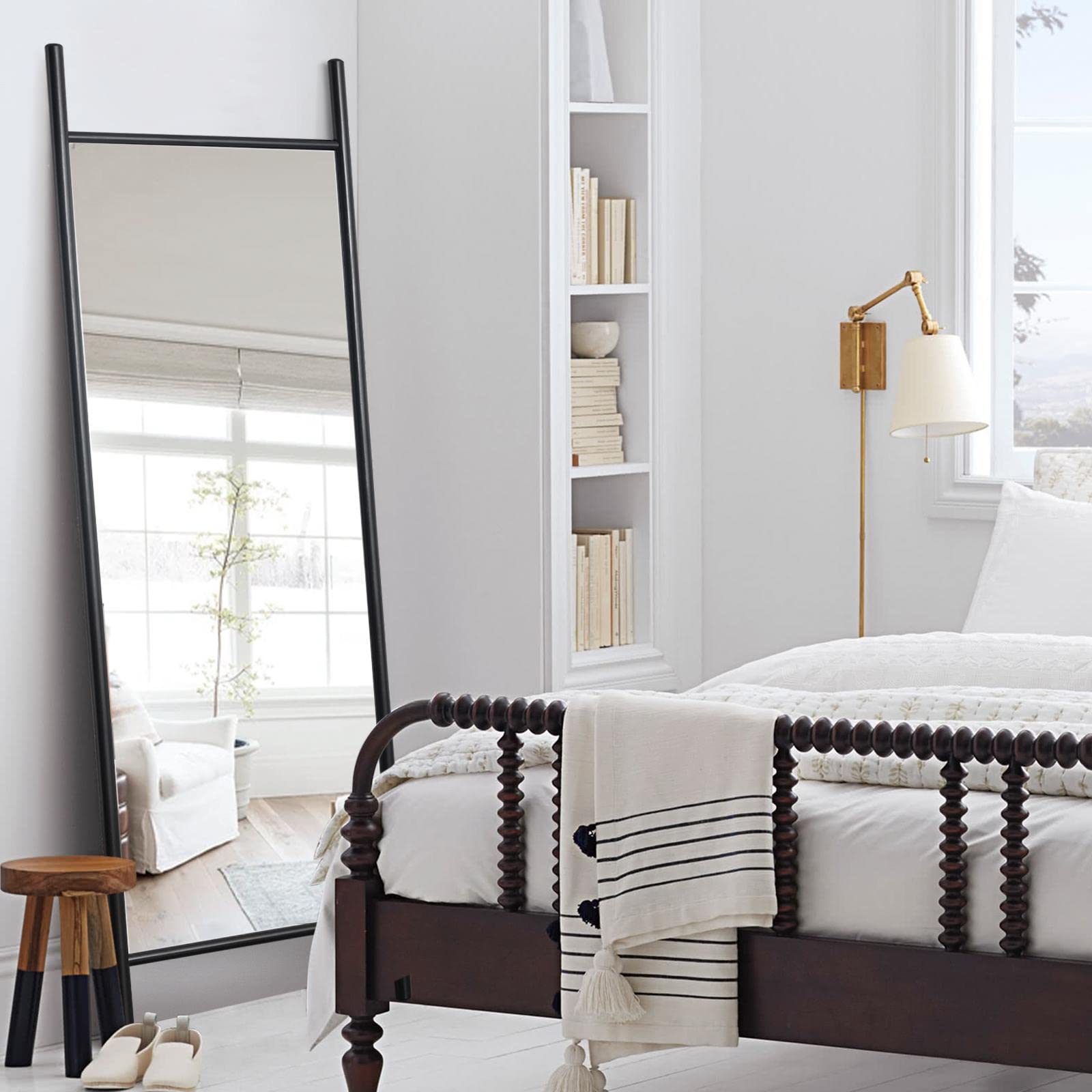 Snapklik.com : PexFix Full Length Mirror Black 65"x22", Wooden-Ladder ...