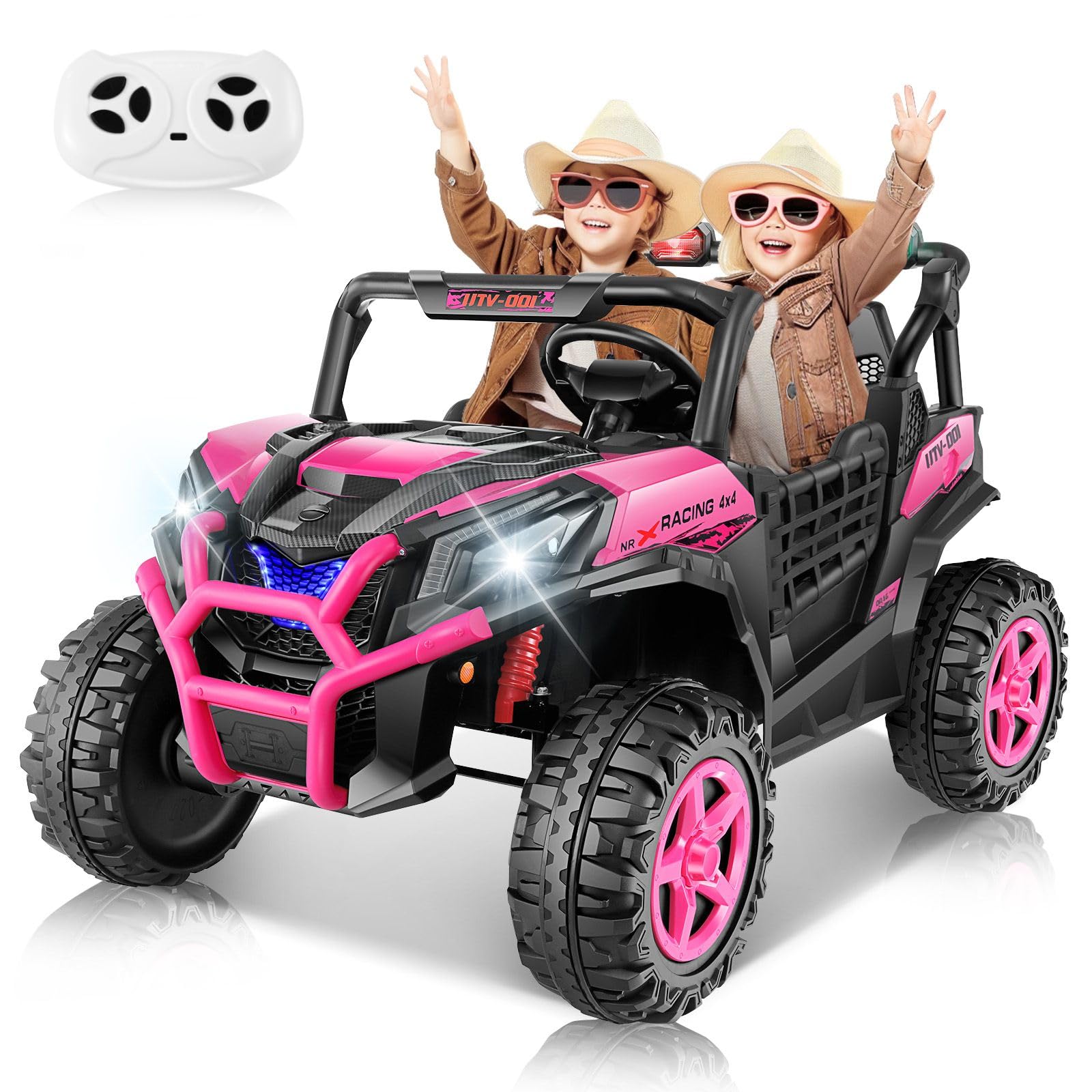 Amazon.com: Hikole 24V Ride on Toys with Remote Control, 4WD/2WD Switchable 2 Seater Battery ...