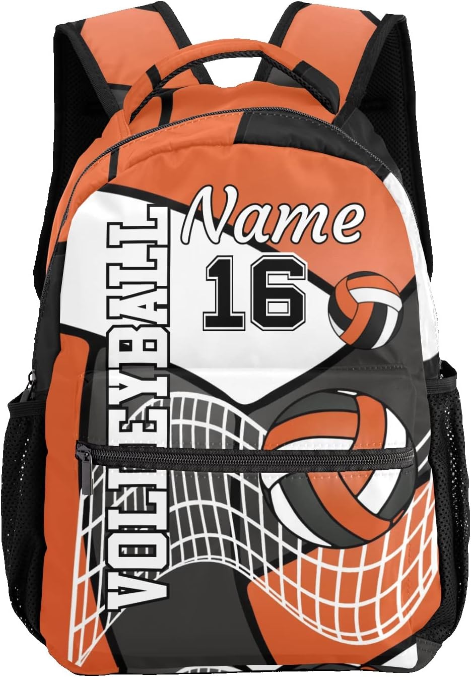 Amazon.com | Zaaprint Custom Volleyball Black Orange White Waterproof ...