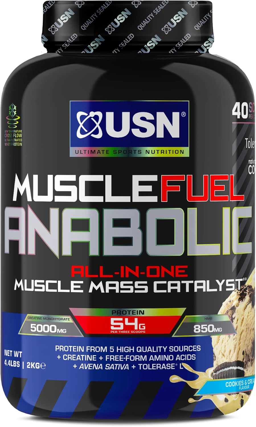 USN Muscle Fuel All-In-One Muscle Mass Gainer, Cookies & Cream Flavour ...