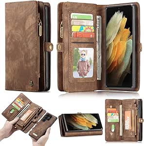 Amazon.com: Compatible with Samsung Galaxy S25 Plus Leather Wallet Detachable Magnetic Case with ...