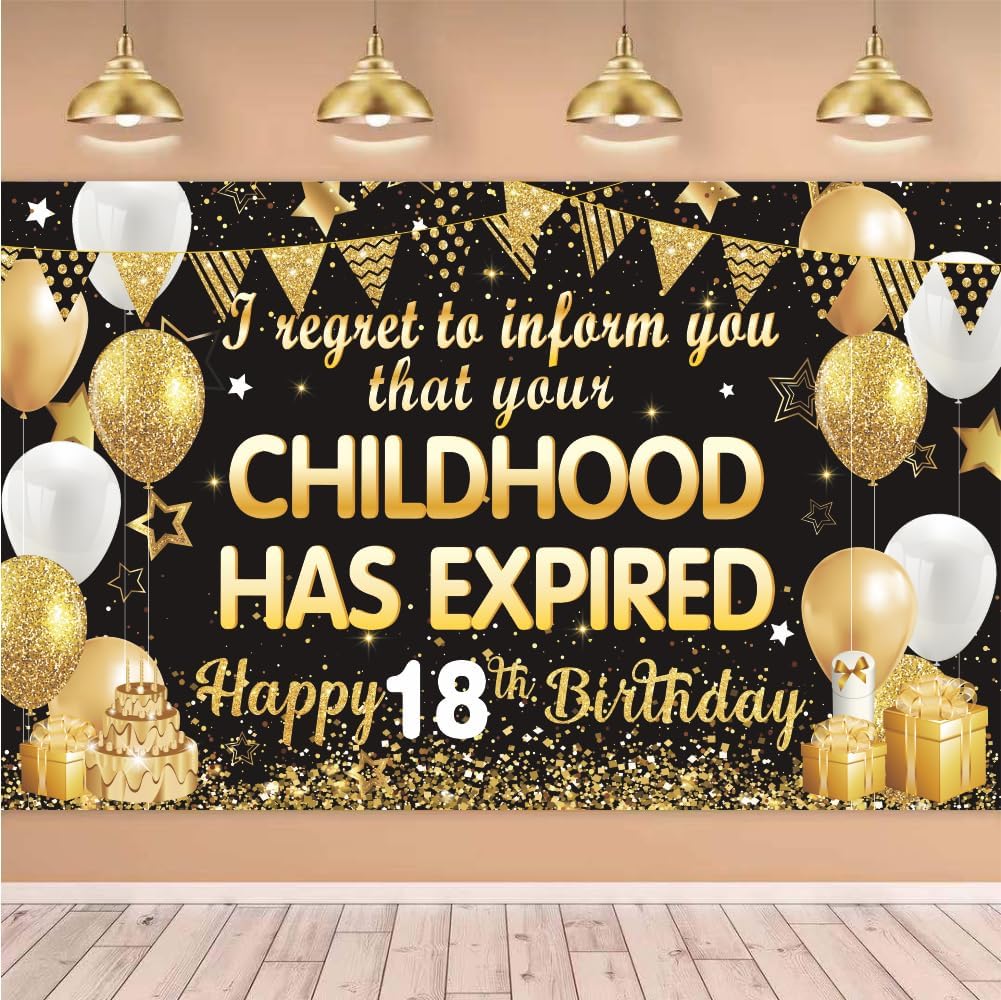 Amazon.com : HTDZZI 18th Birthday Banner Backdrop, Happy 18th Birthday ...