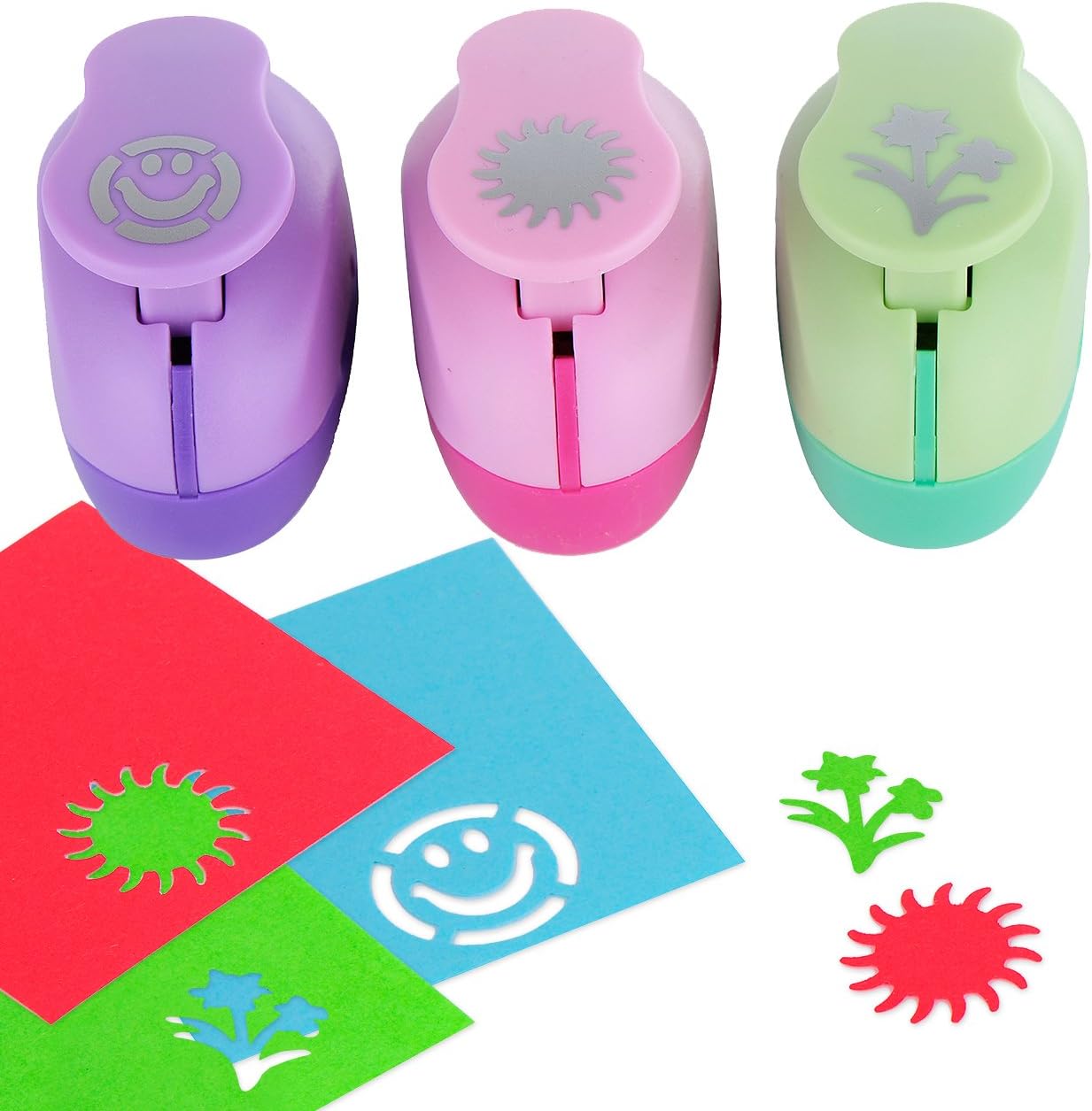 Amazon.com: Paper Punch Hole Puncher - (3 Pack Flowers Sun Happy Face ...