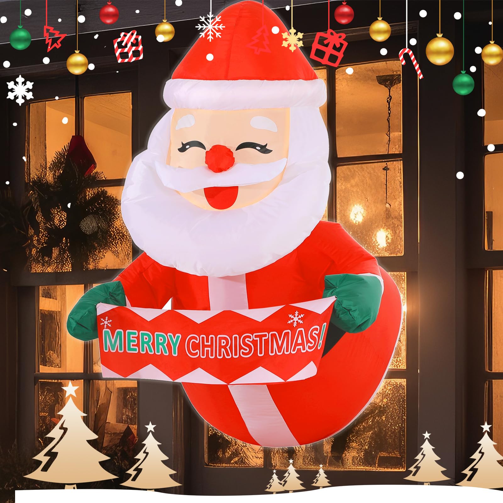 Snapklik.com : Libima 3ft Christmas Inflatable Santa Claus Lean Out ...